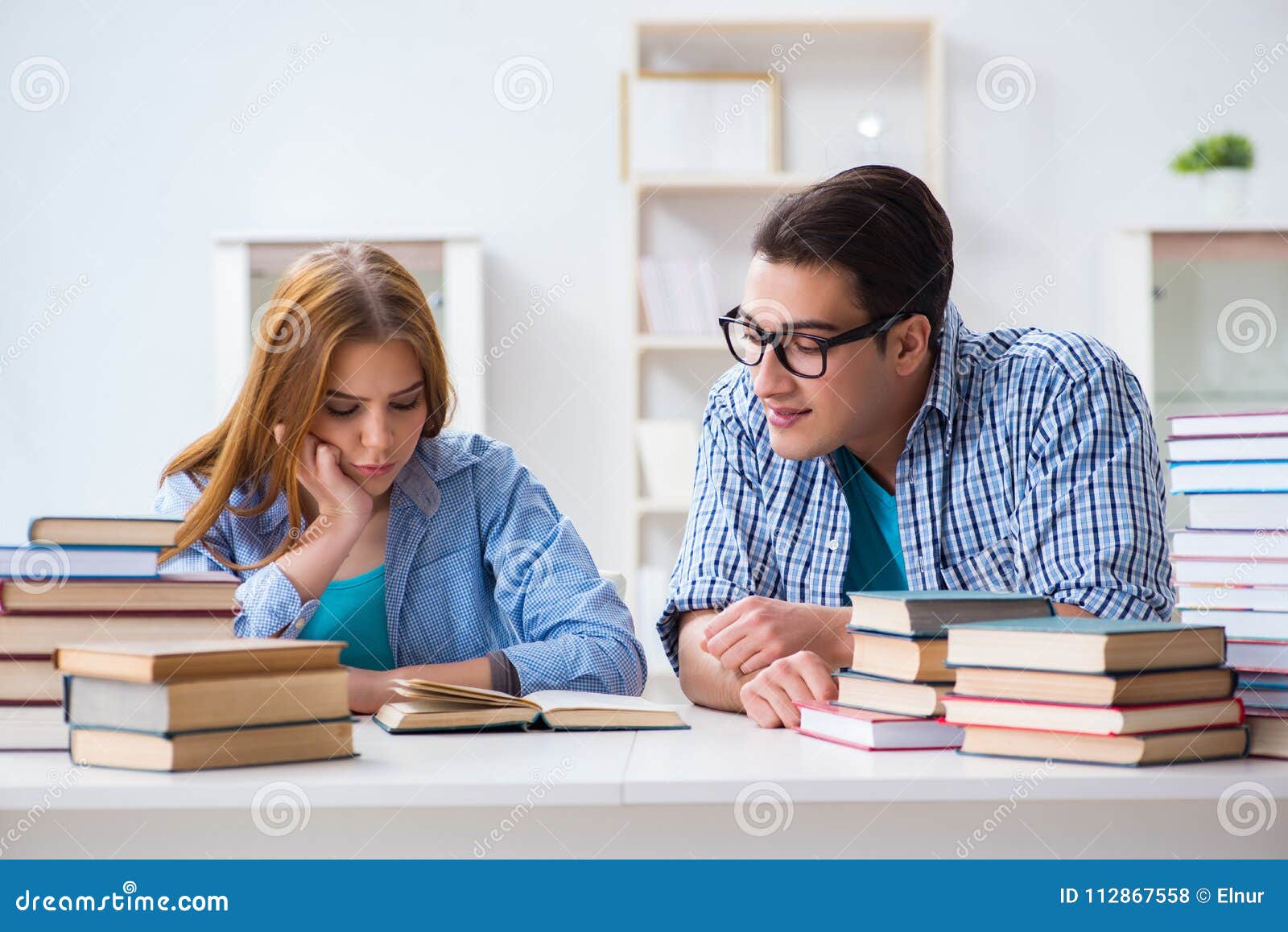 The Pair of Students Studying for University Exams Stock Photo - Image ...
