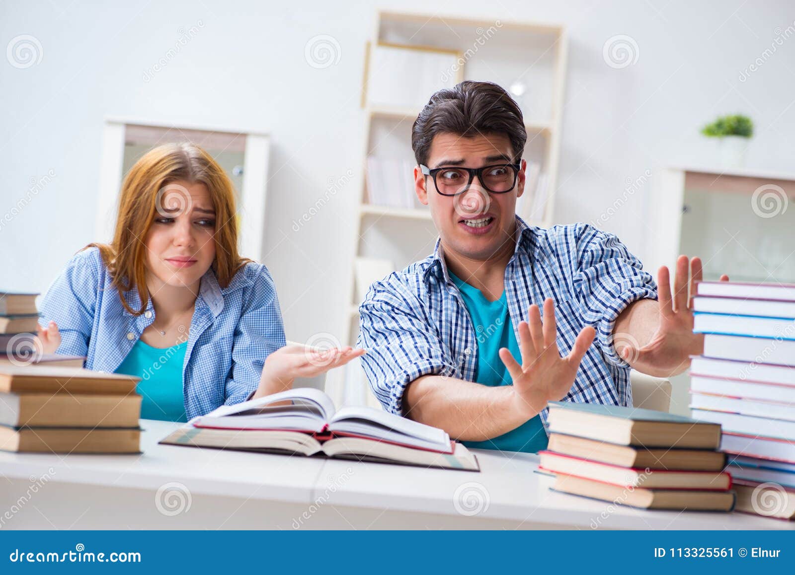 The Pair of Students Studying for University Exams Stock Image - Image ...