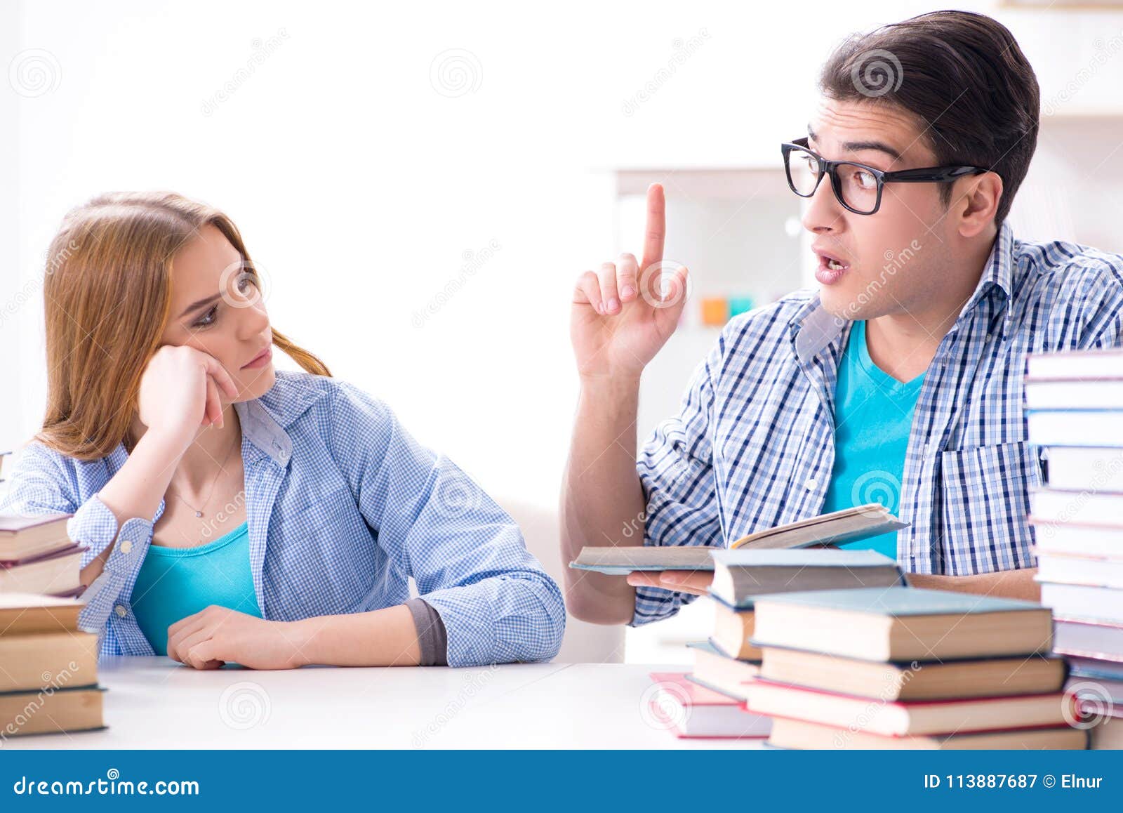 The Pair of Students Studying for University Exams Stock Image - Image ...