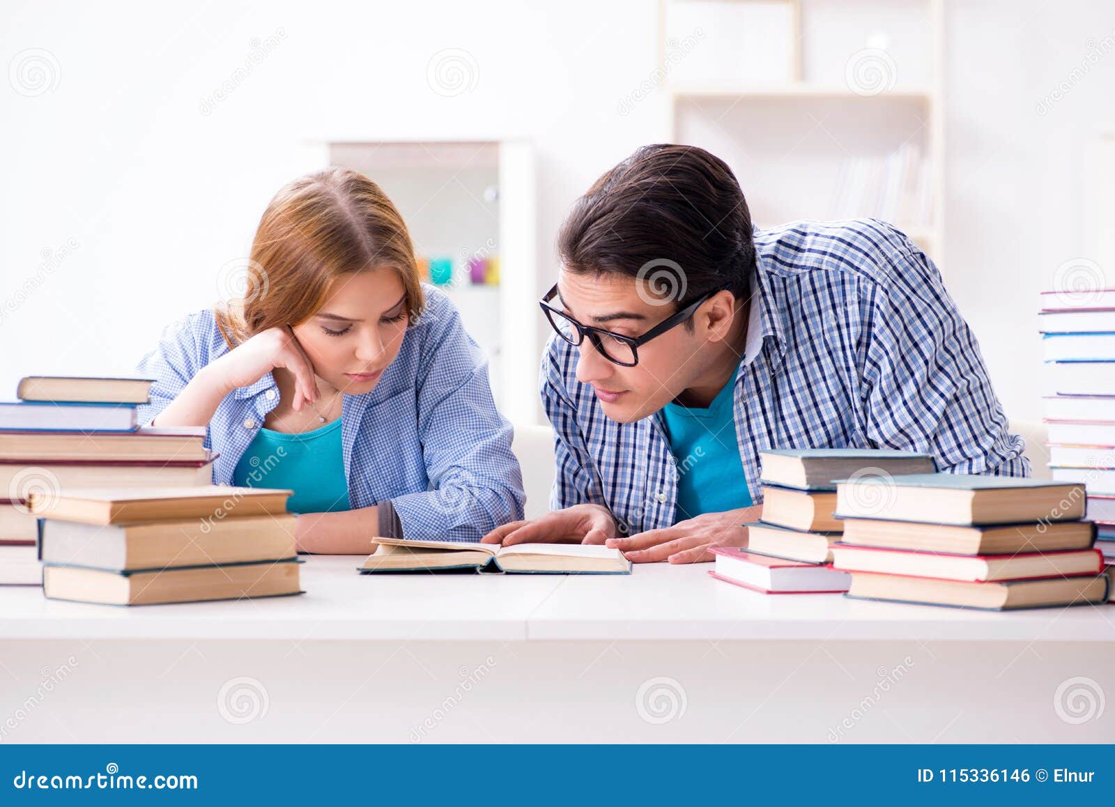 The Pair of Students Studying for University Exams Stock Photo - Image ...