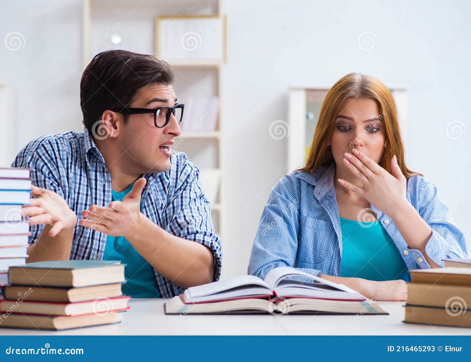 Pair of Students Studying for University Exams Stock Image - Image of ...