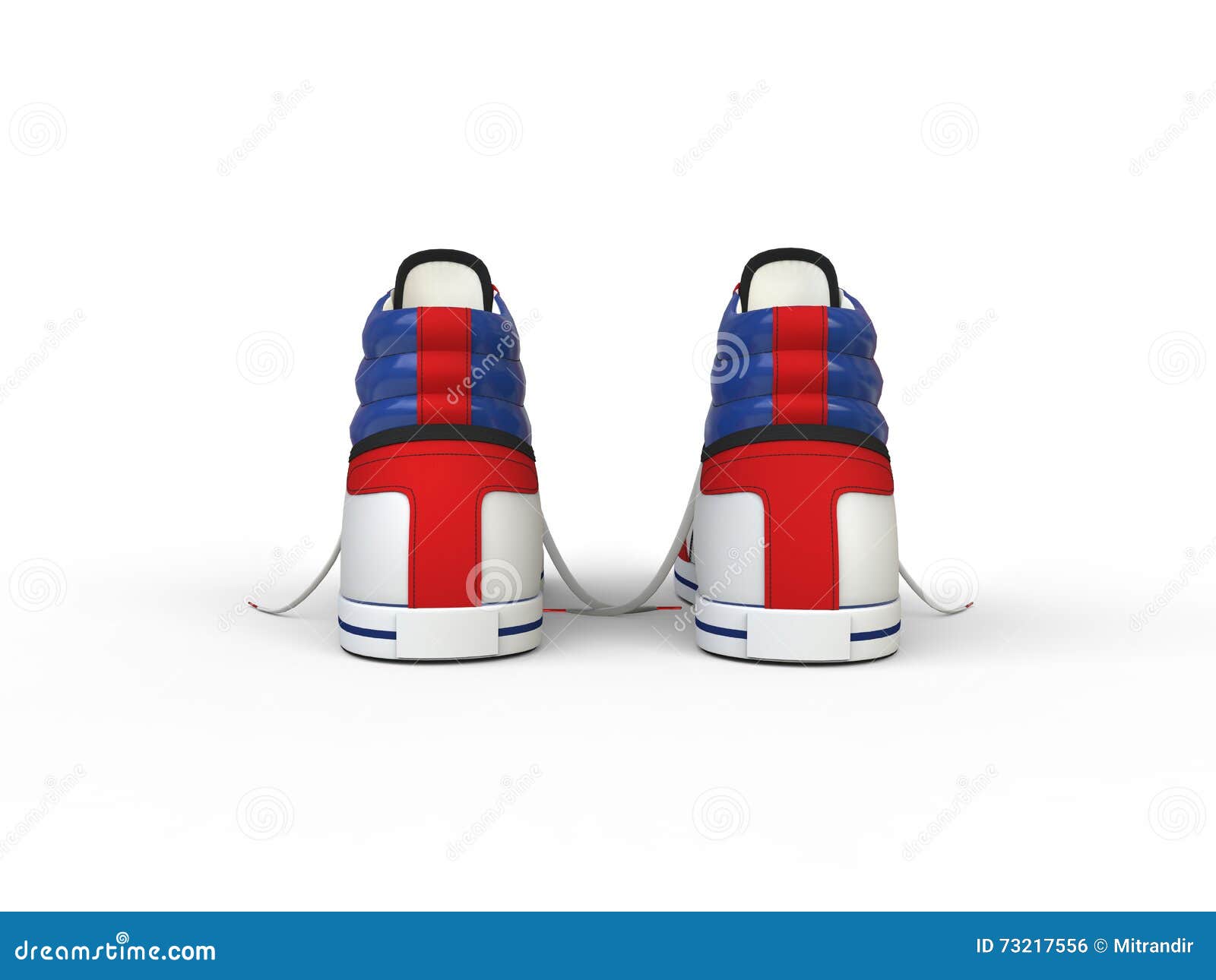 Pair of Stylish Modern Sneakers - Back View Stock Illustration ...