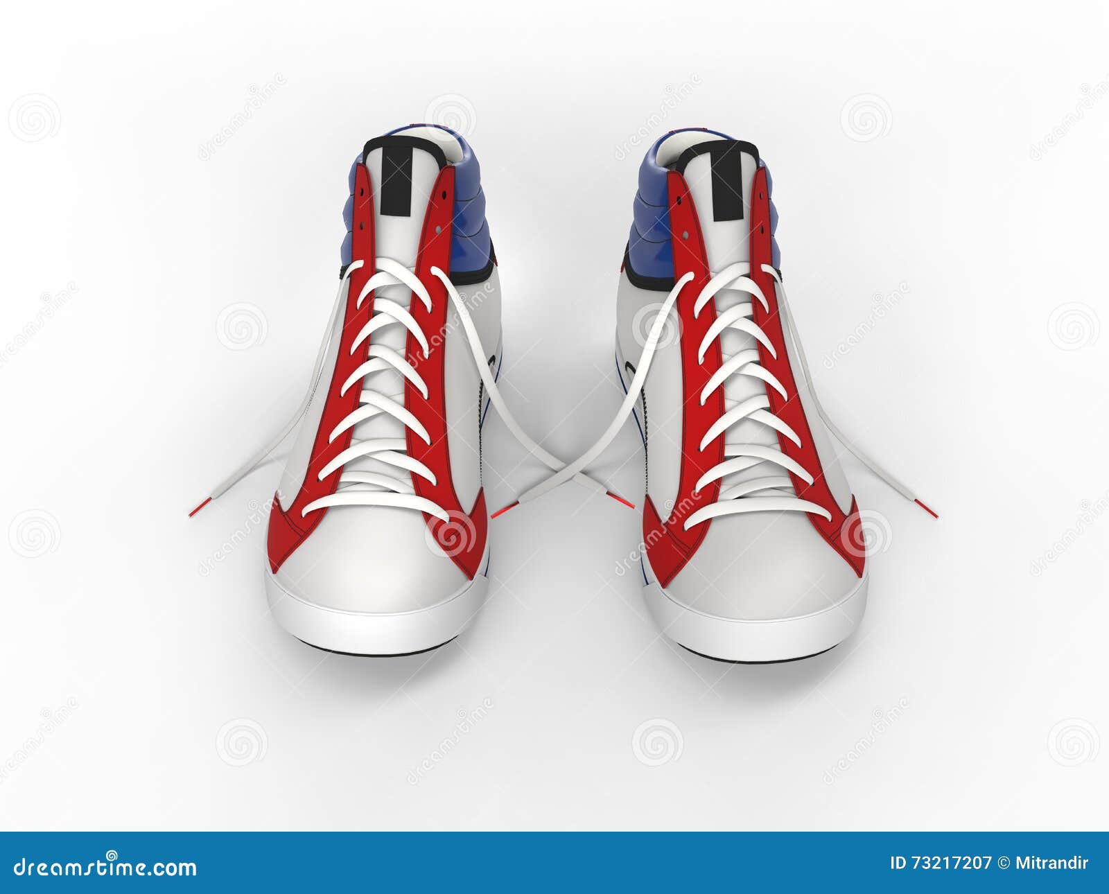 Pair of Stylish Modern Sneakers - Front Top View Stock Image - Image of ...