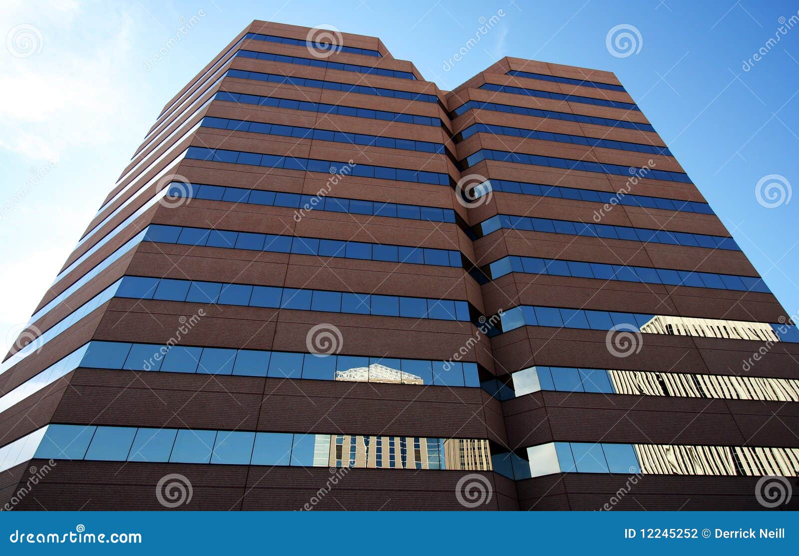 Tall Office Towers Seen From The Top Of A Commercial Building. Royalty ...