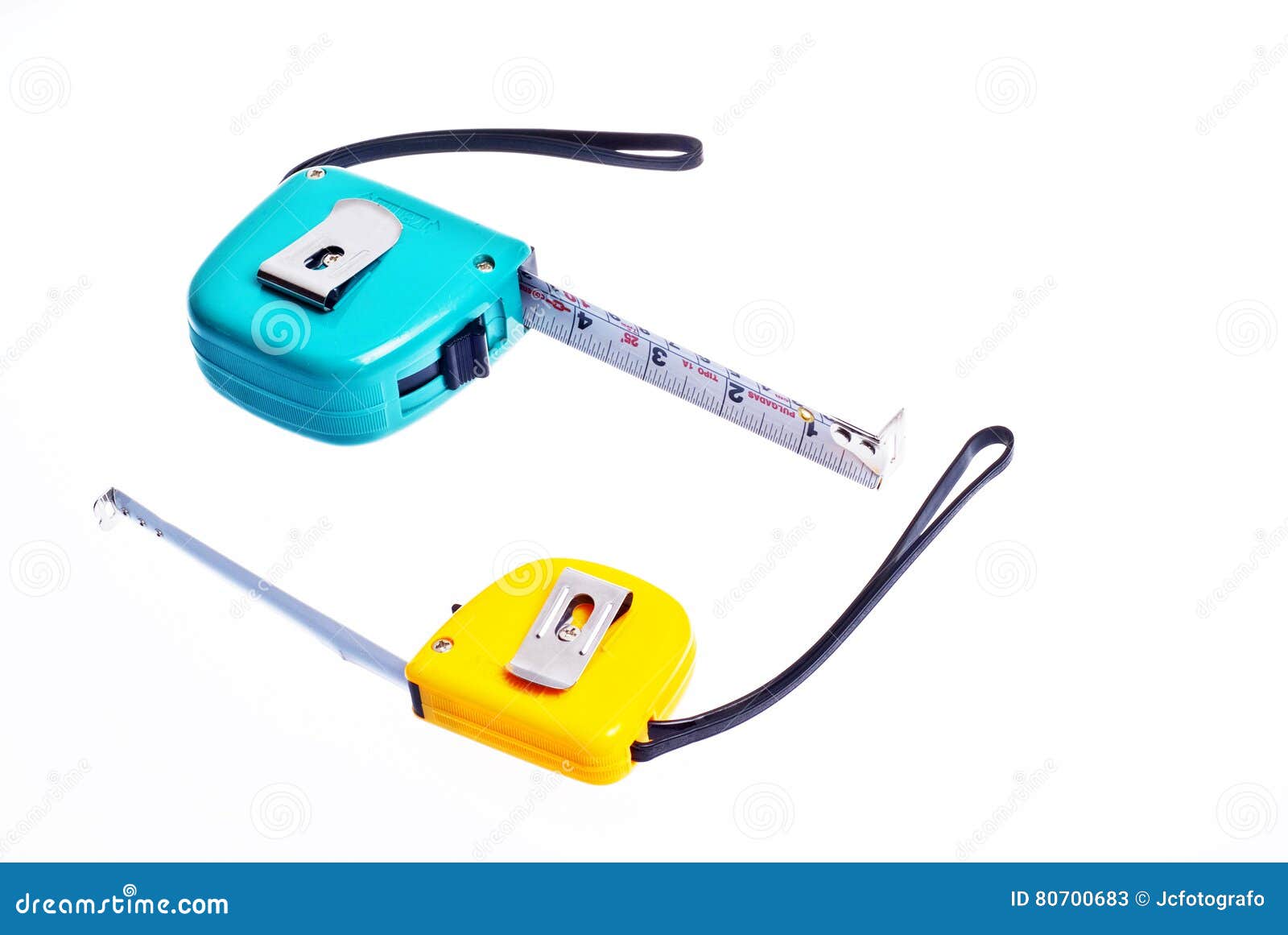 Pair of Tape Measures Isolated on White Background Stock Image - Image ...