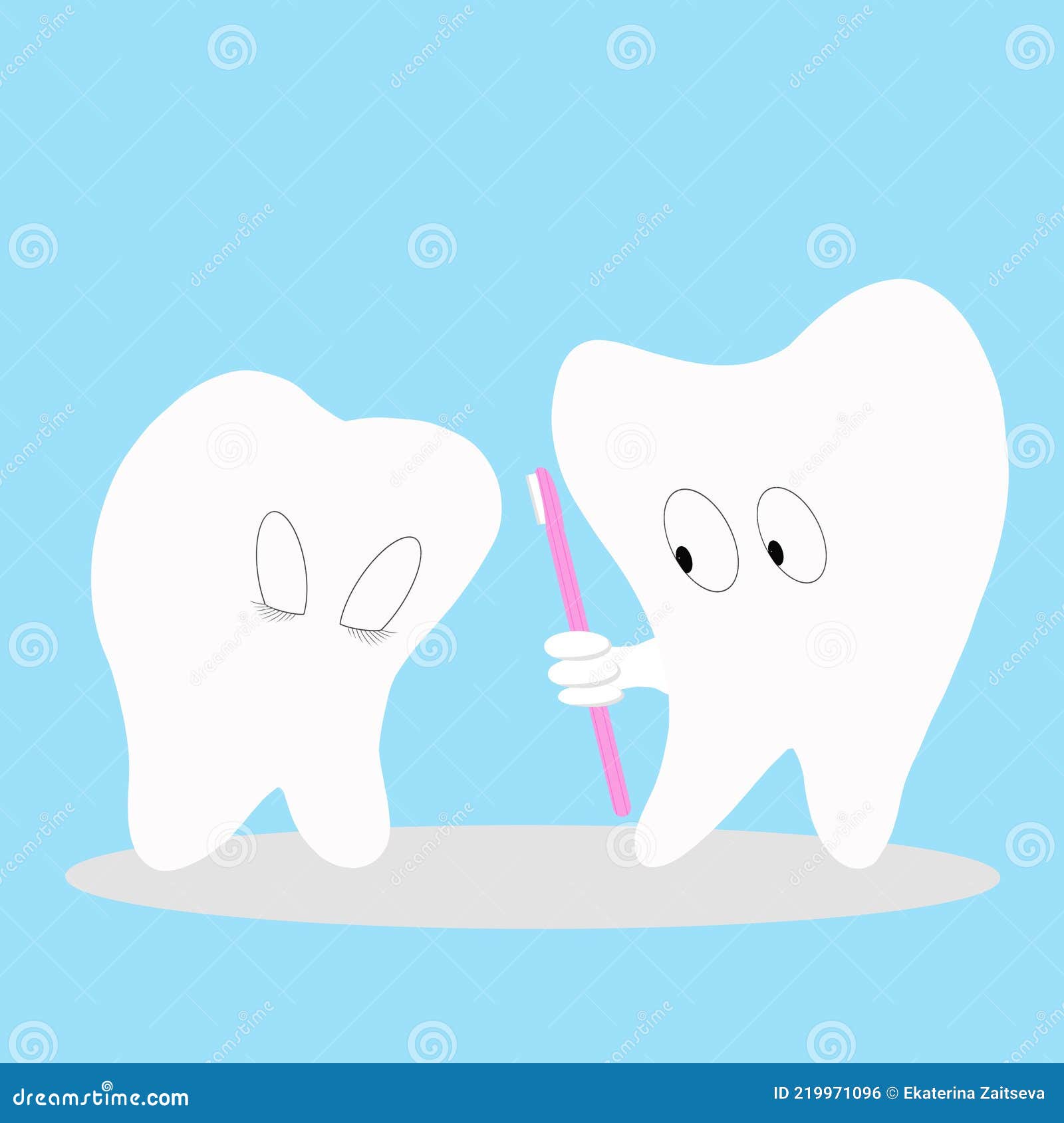 Pair of Teeth in Love Drawing Concept Stock Illustration - Illustration ...