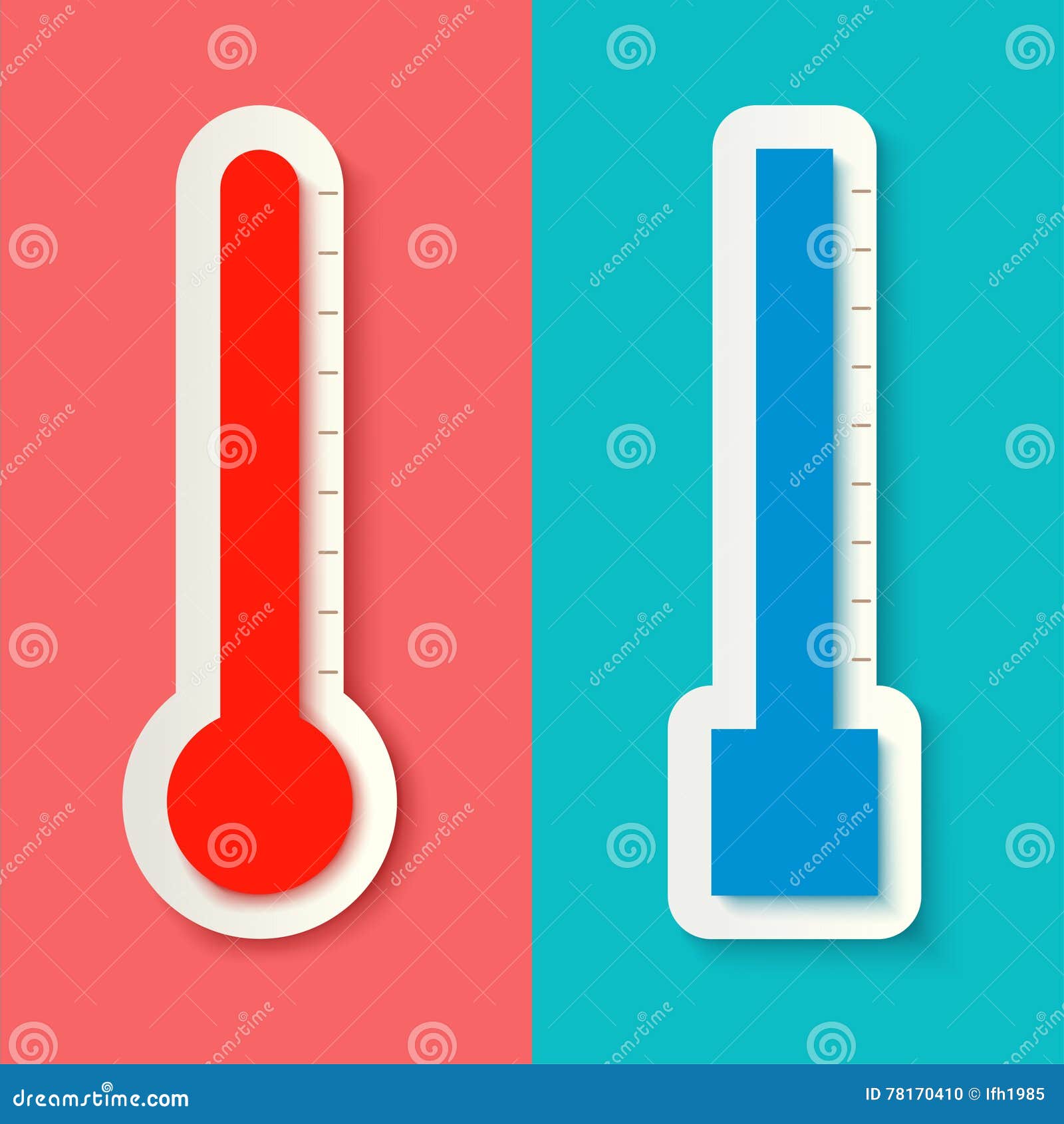 Pair Thermometer with Shadow Stock Vector - Illustration of heat ...