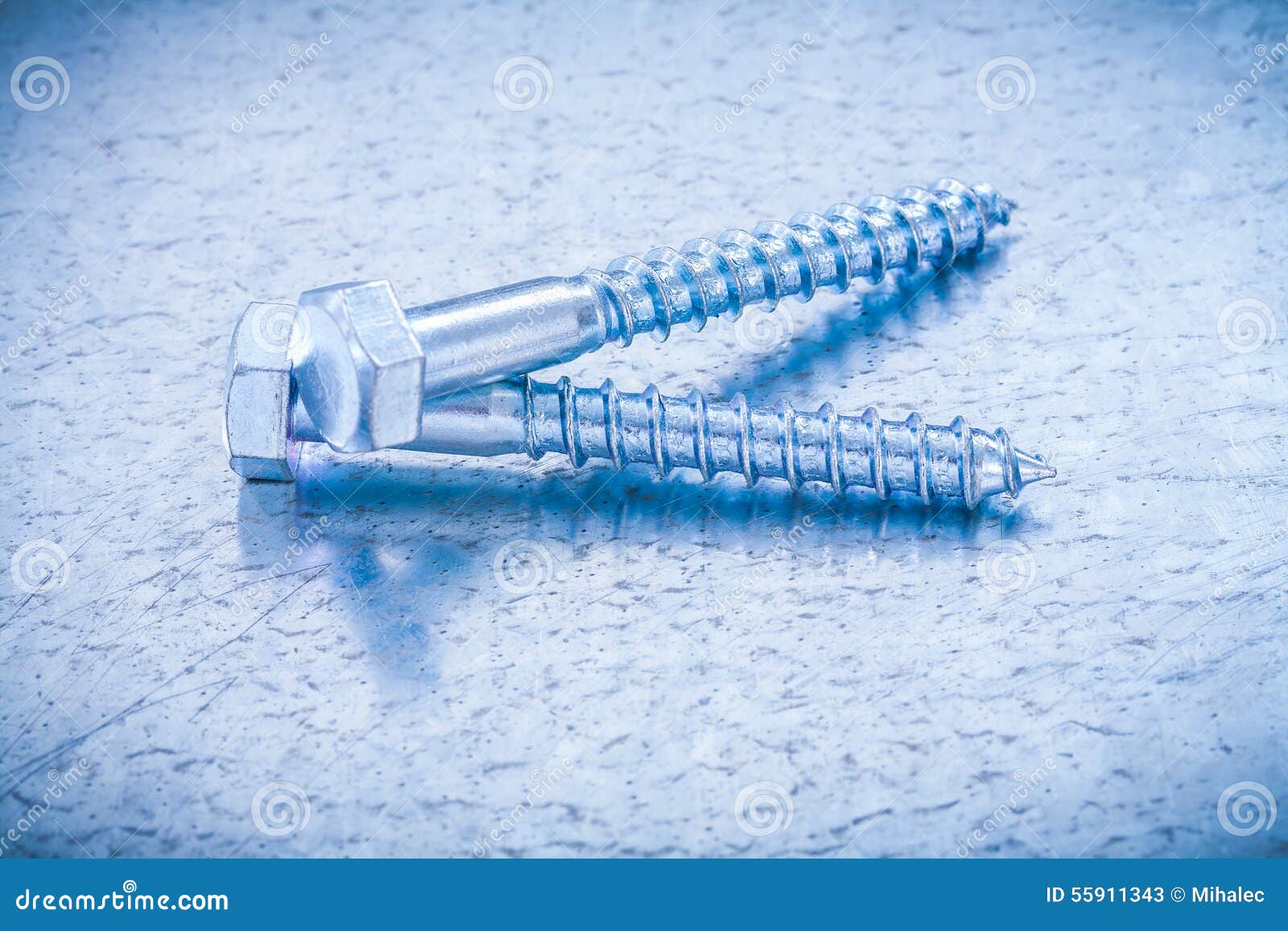 Pair of Threaded Bolts on Metallic Stock Image - Image of thread, metal ...
