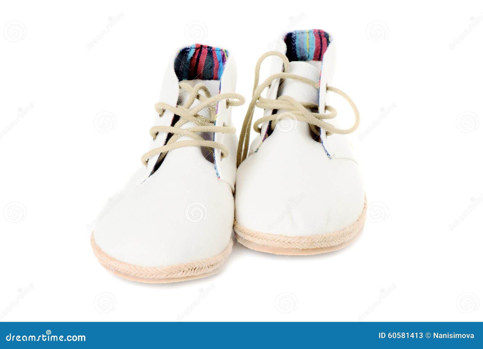 Pair of Trendy Canvas Shoes Isolated on White Front Stock Image - Image ...
