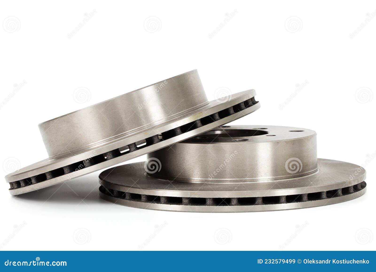 A Pair of Ventilated Car Brake Discs, Isolated on White Background ...