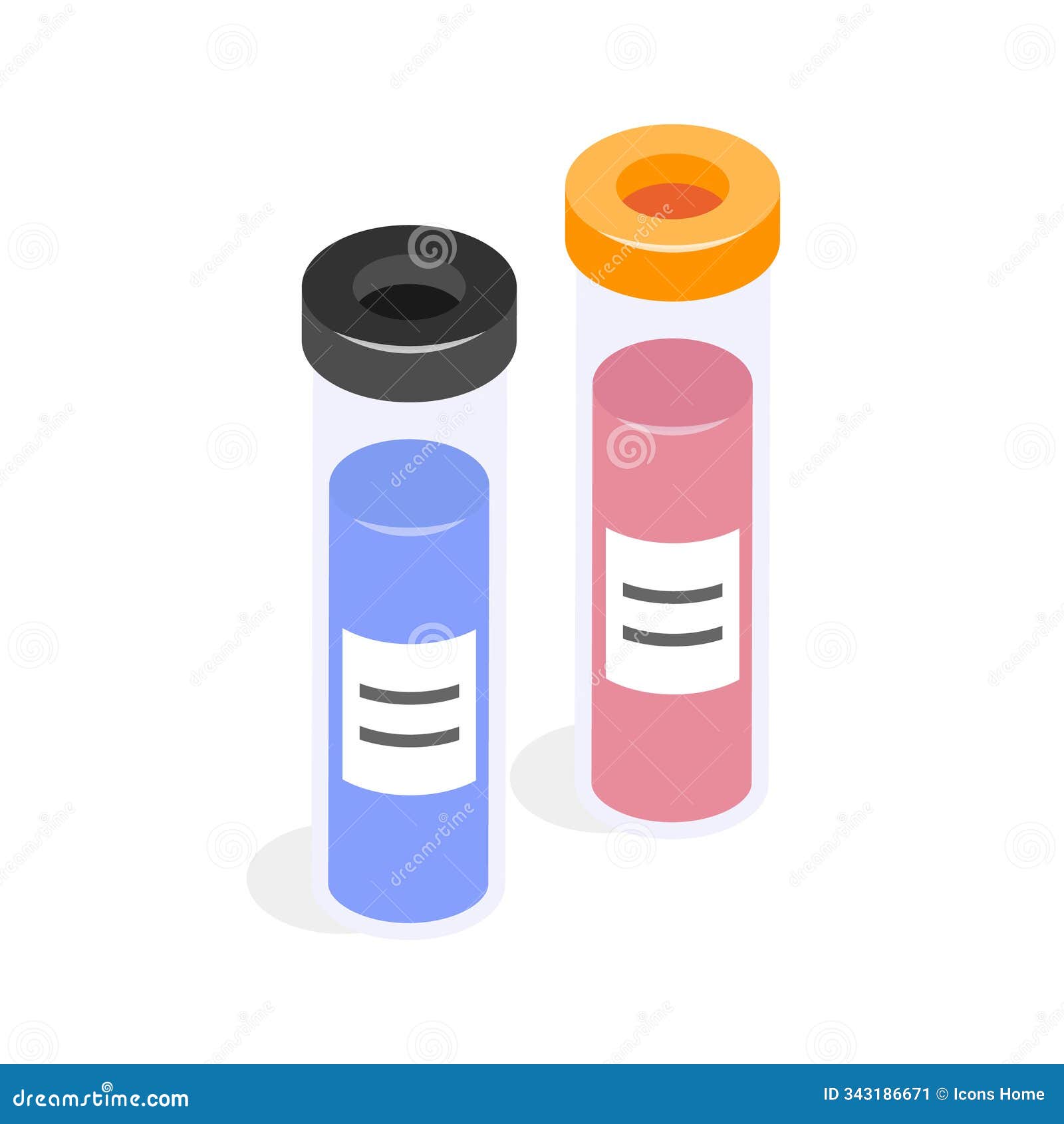Pair of Vials for Laboratory Samples or Blood Tests Stock Illustration ...