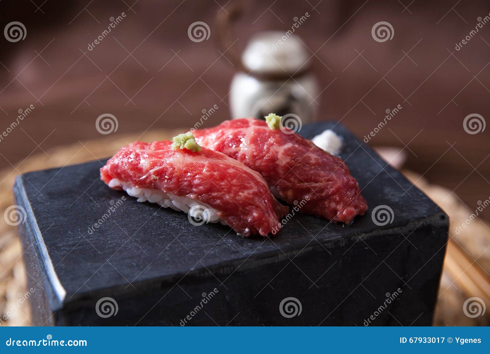 Pair of Wagyu Beef Sushi stock image. Image of belly - 67933017