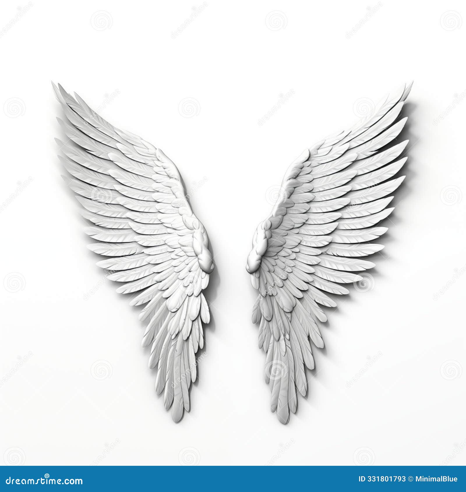 Pair of White Angel Wings with Feathers Spread Out Stock Illustration ...