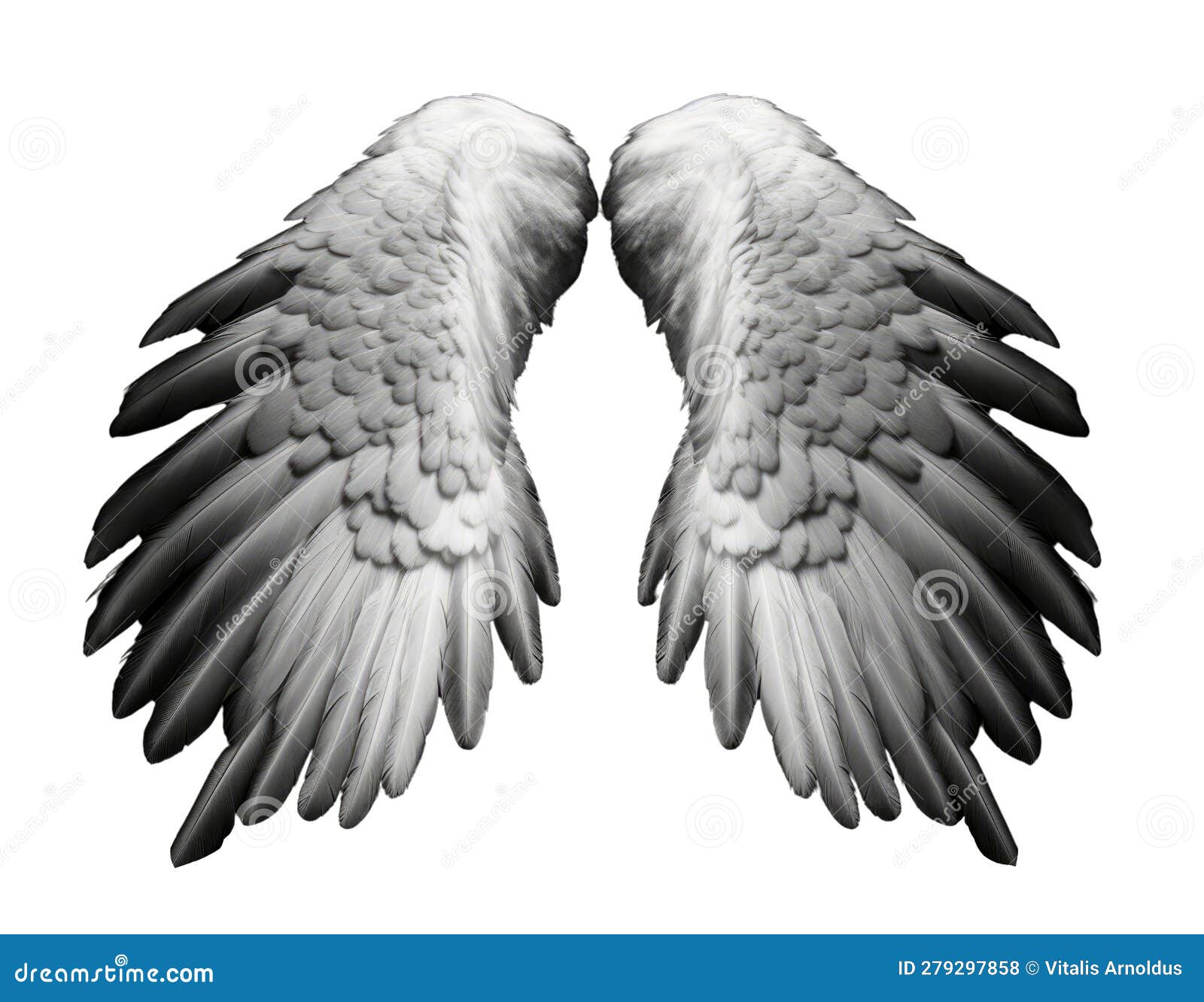 A Pair of White Wings on a Black Background. Generative AI Stock Photo ...