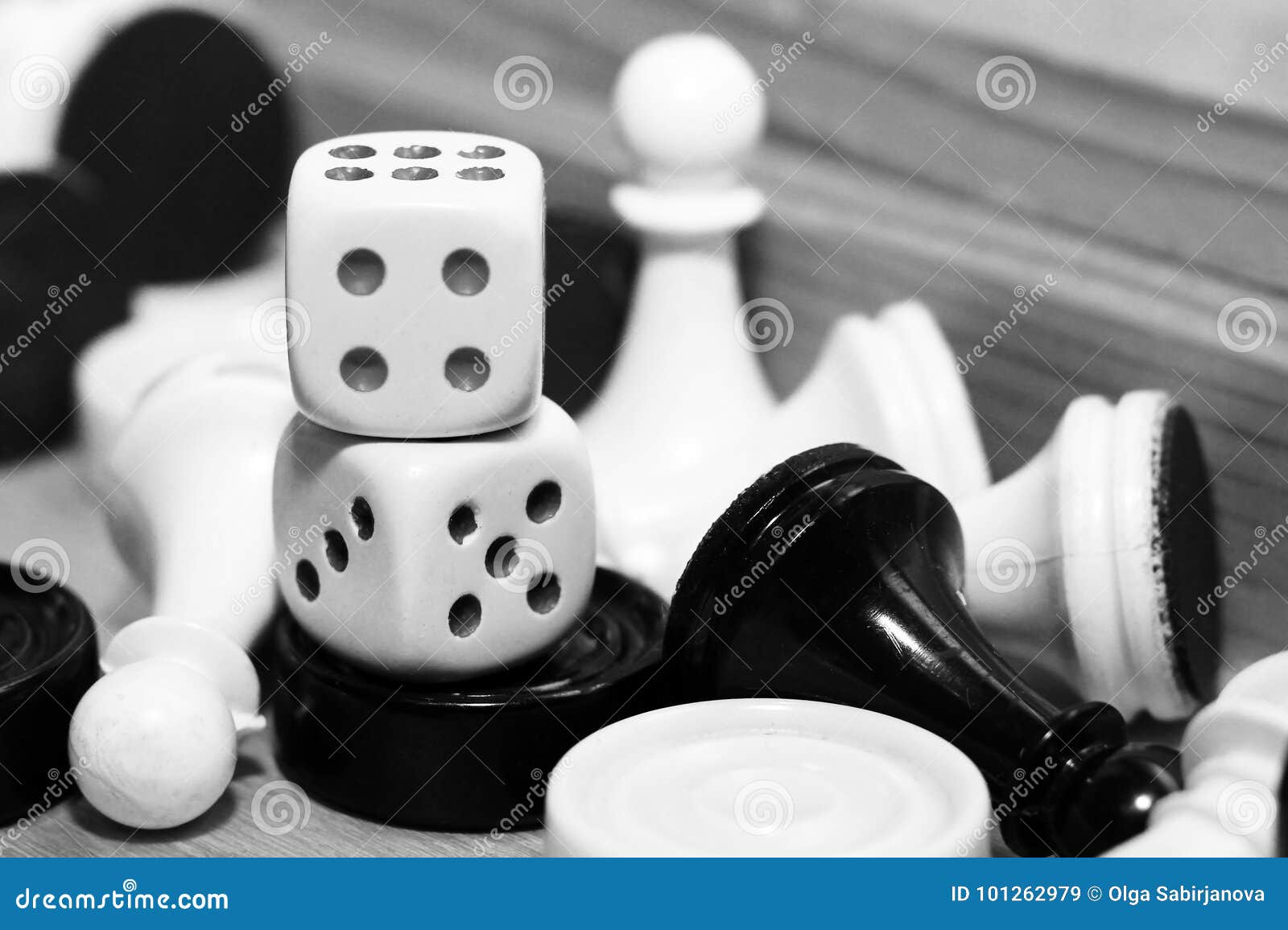 A Pair White of Dice and Chess Stock Image - Image of game, fourandone ...