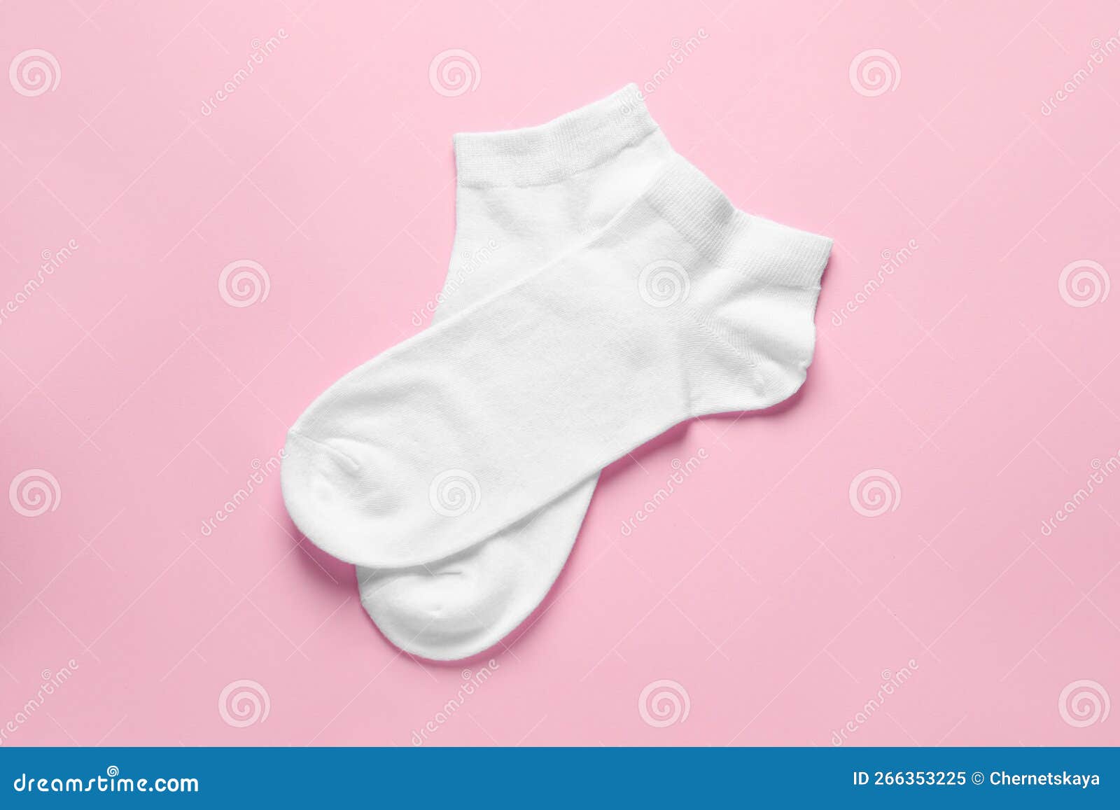 Pair of White Socks on Pink Background, Flat Lay Stock Image - Image of ...