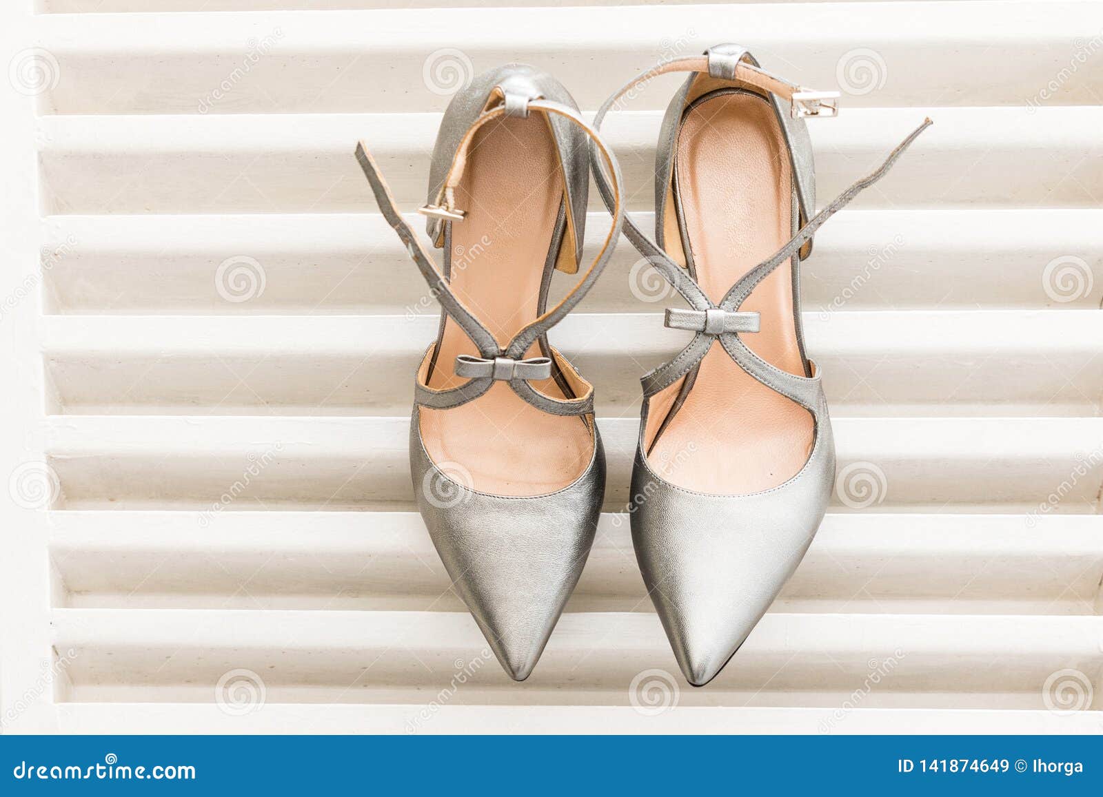 Pair of White Wedding Shoes for Women Stock Image - Image of marriage ...