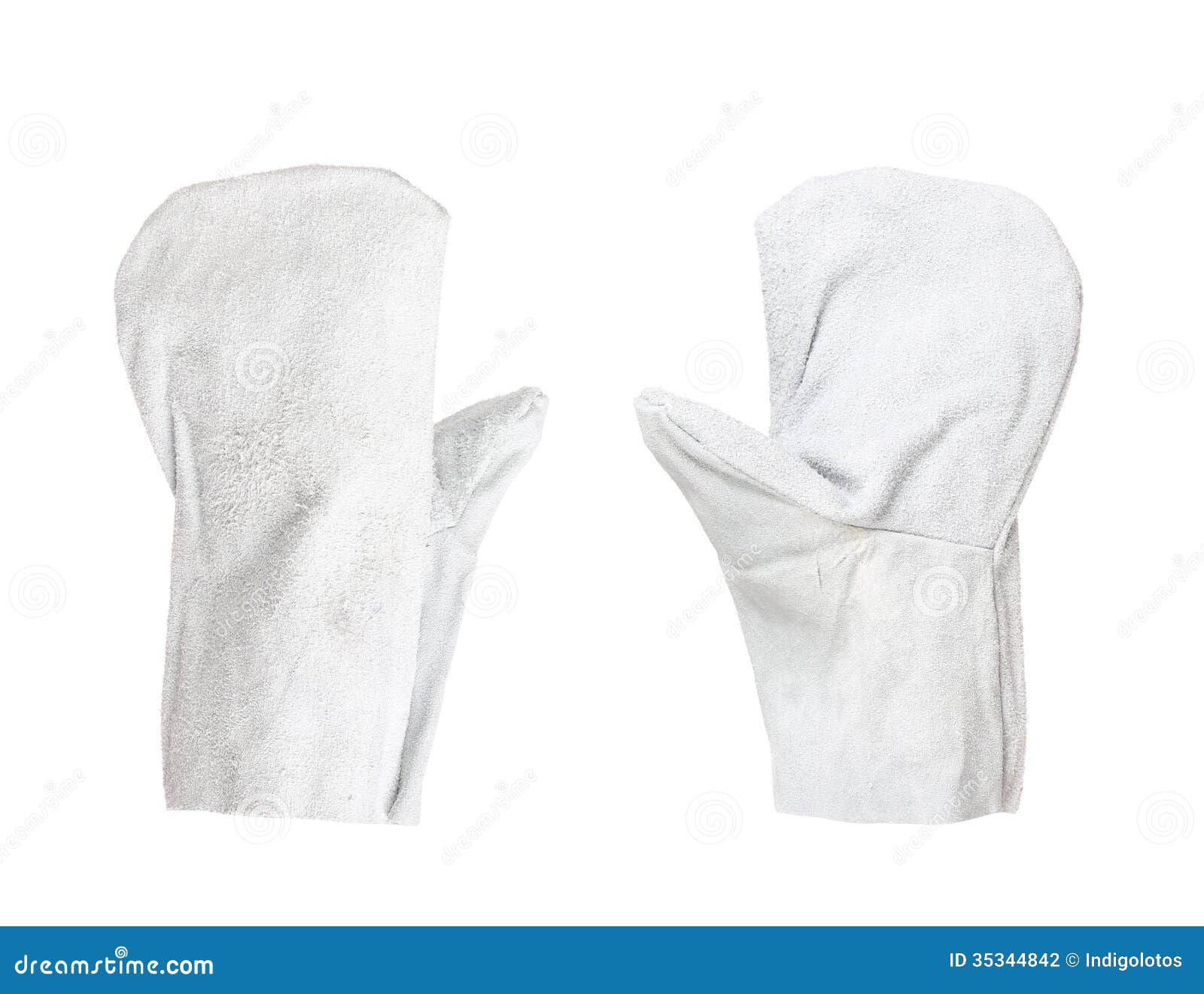 Pair of White Working Gauntlet. Stock Photo - Image of work, used: 35344842