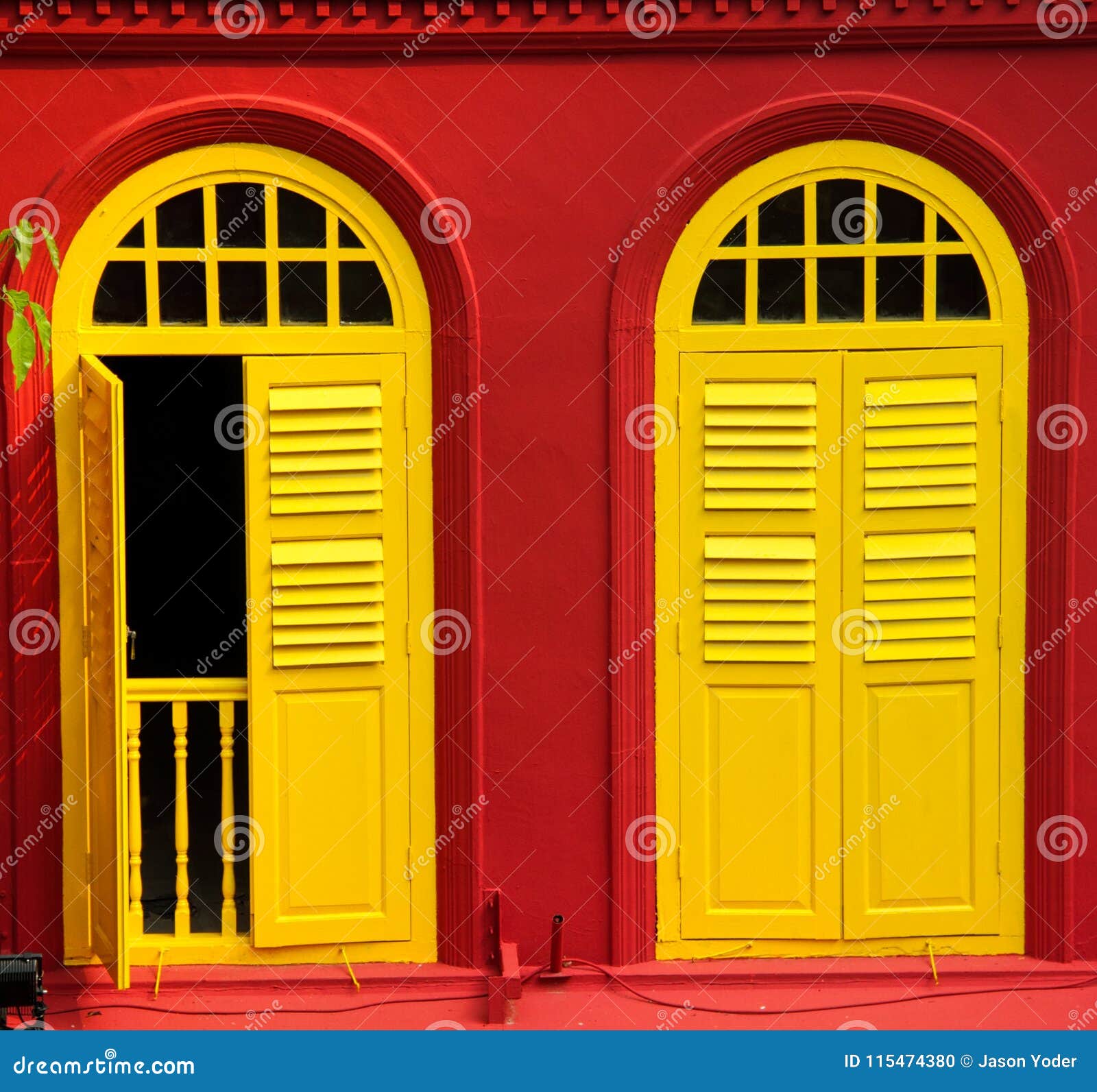Double Window Shutters stock photo. Image of yellow - 115474380