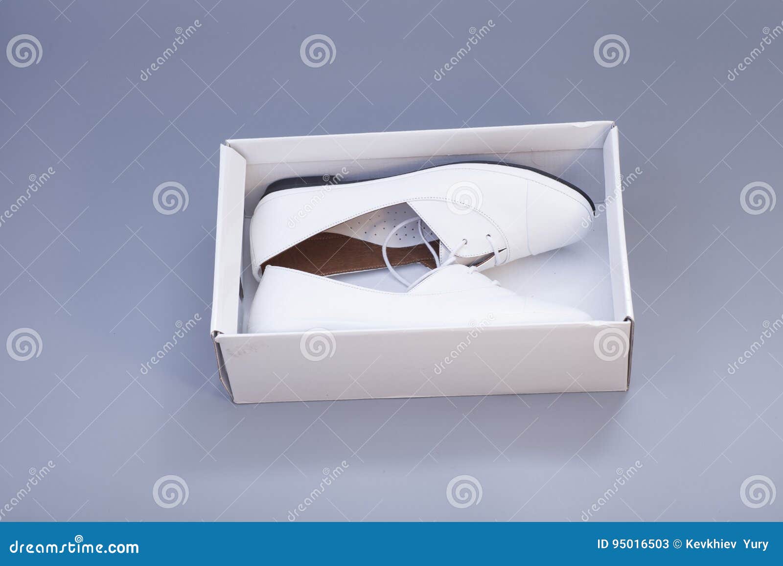 Pair of Womans White Shoes in Box Stock Image - Image of elegance ...