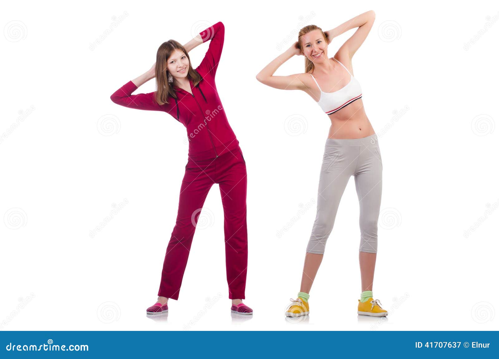 Pair of Women Doing Exercises Stock Image - Image of healthy, females ...