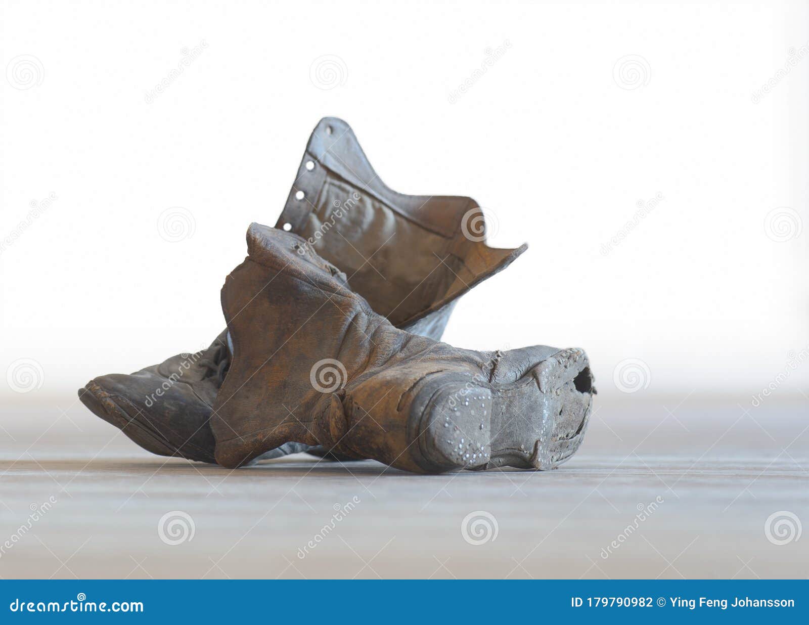 Pair of Worn Ancient Leather Boots Stock Photo - Image of shabby ...