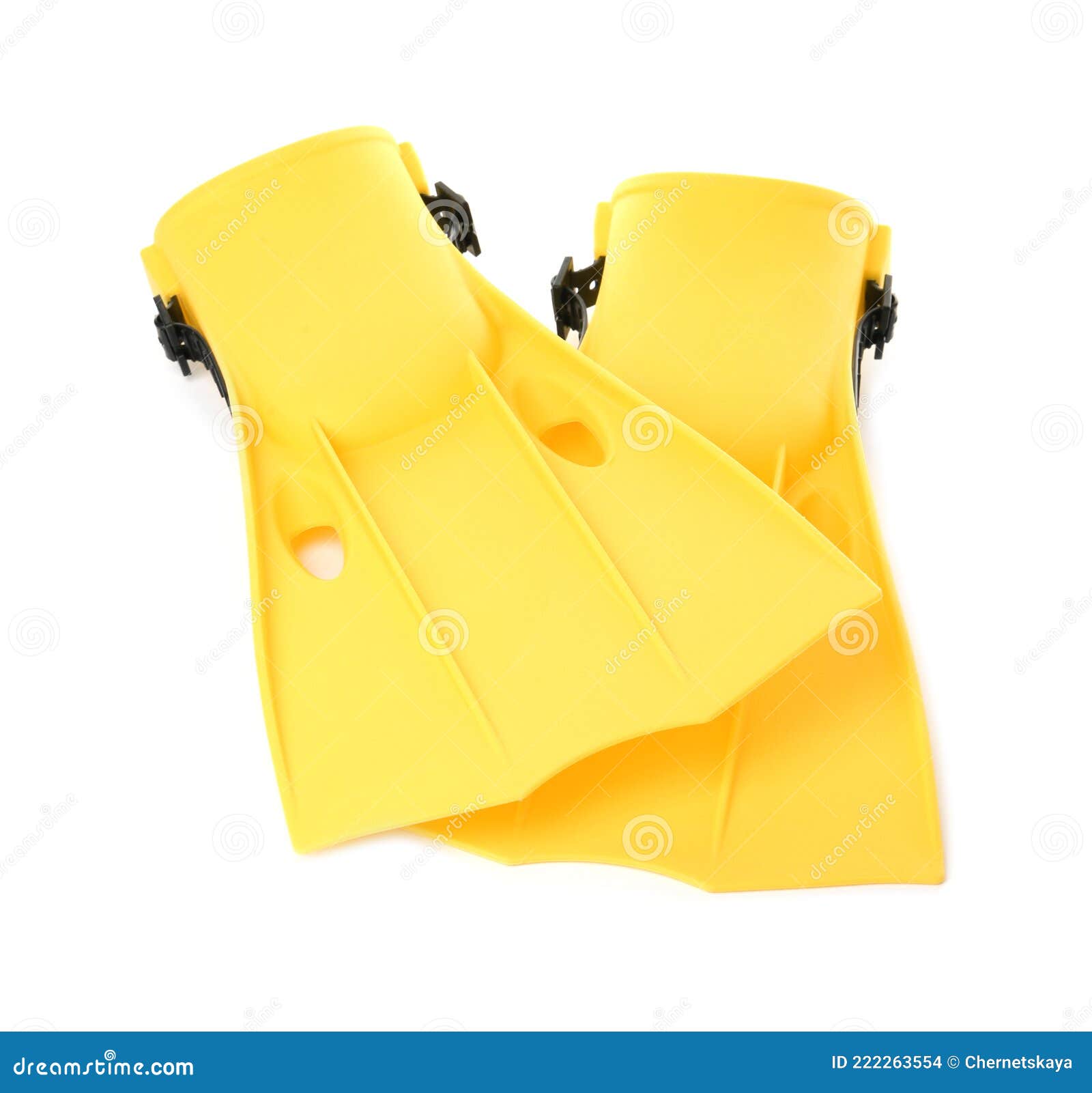 Pair of Yellow Flippers on White Background Stock Photo - Image of ...