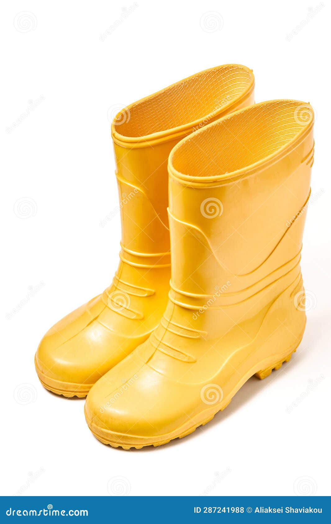Pair of Yellow Rubber Boots for Kids Isolated on White Background Stock ...