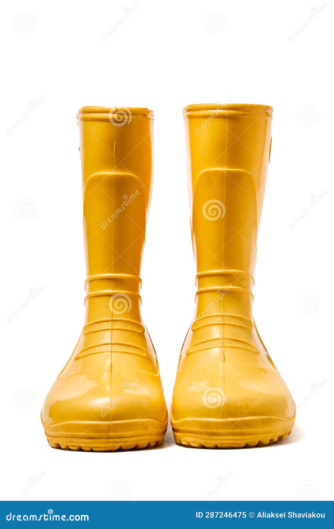 Pair of Yellow Rubber Boots for Kids Isolated on White Background Front ...