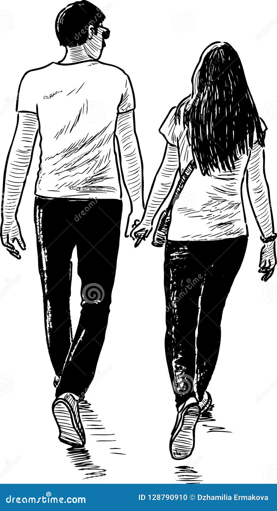 A Pair of Young People Going on a Stroll Stock Vector - Illustration of ...