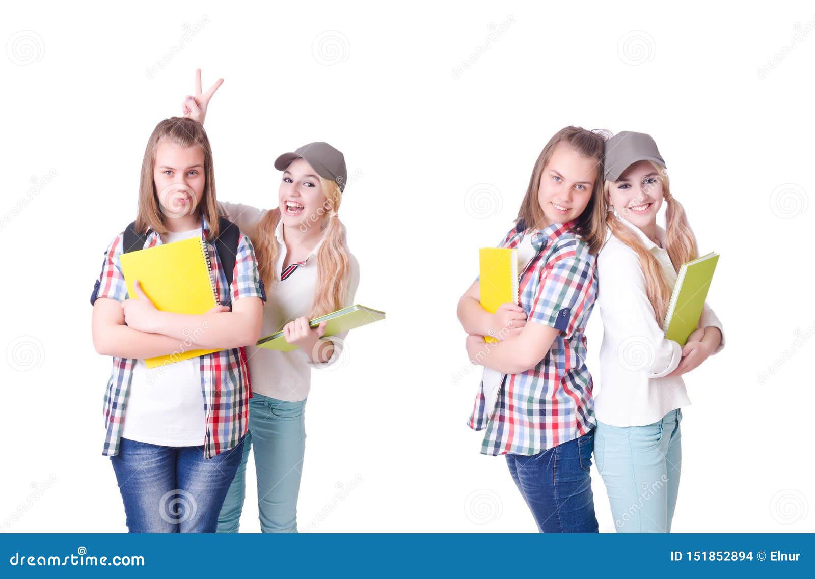 Pair of Young Students on White Stock Photo - Image of pair, group ...