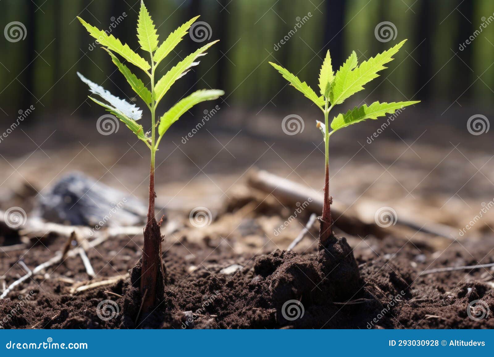 A Pair of Young Tree Saplings of the Same Species Next To Each Other ...