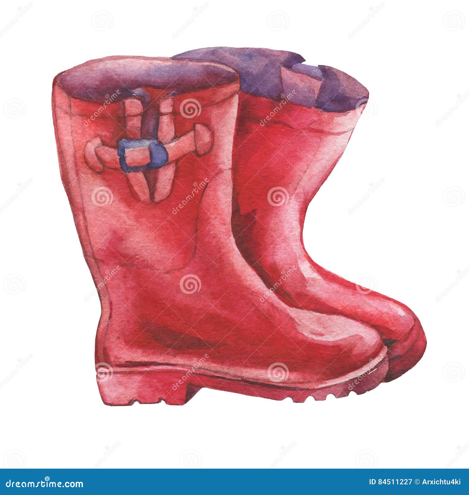 Paires De Bottes En Caoutchouc Rouges Illustration Stock - Illustration ...