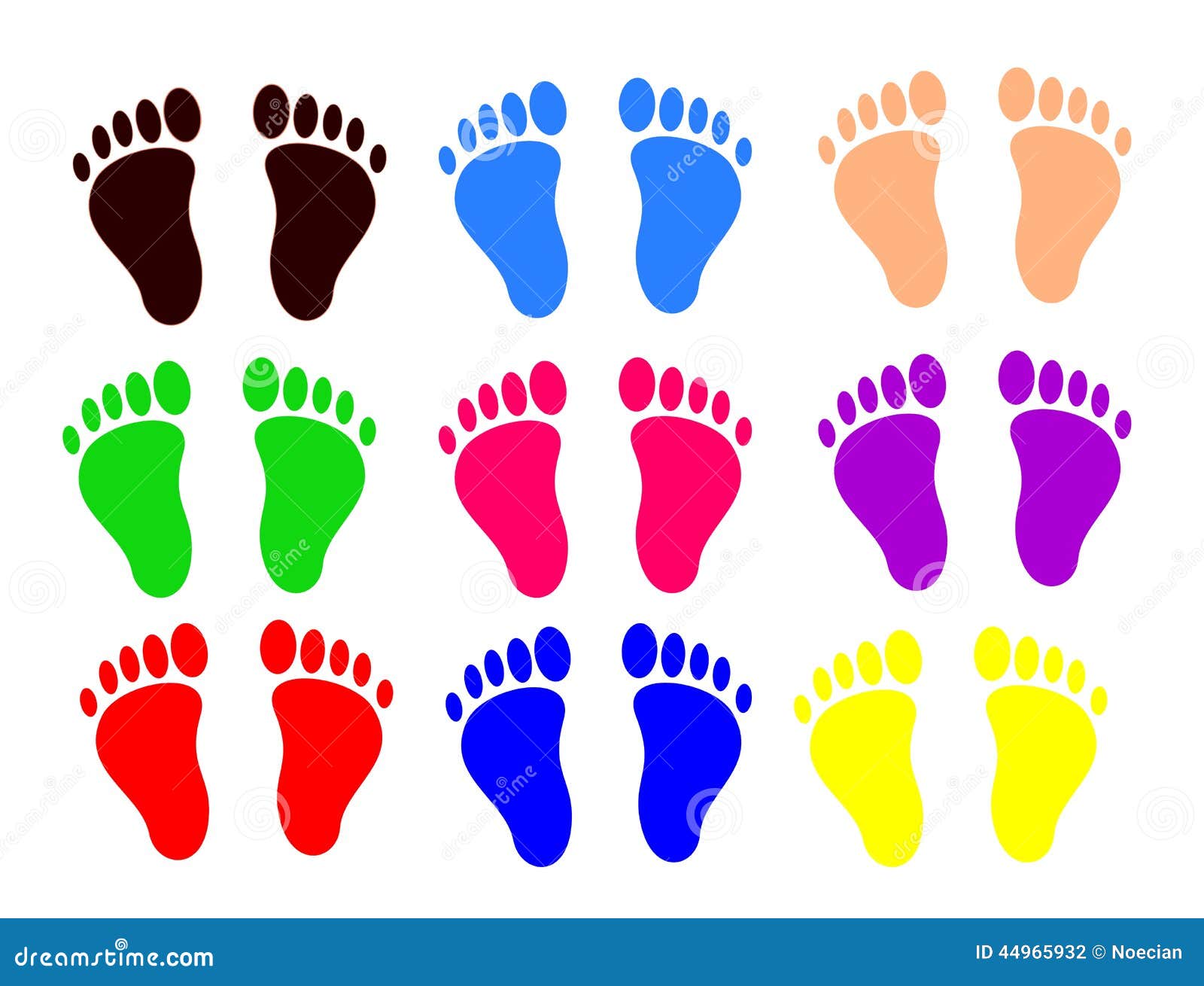 Paires De Pieds De Couleurs Illustration de Vecteur - Illustration du ...