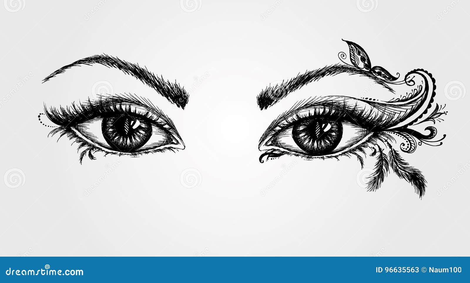 Paires De Yeux, Dessin De Main Illustration de Vecteur - Illustration ...