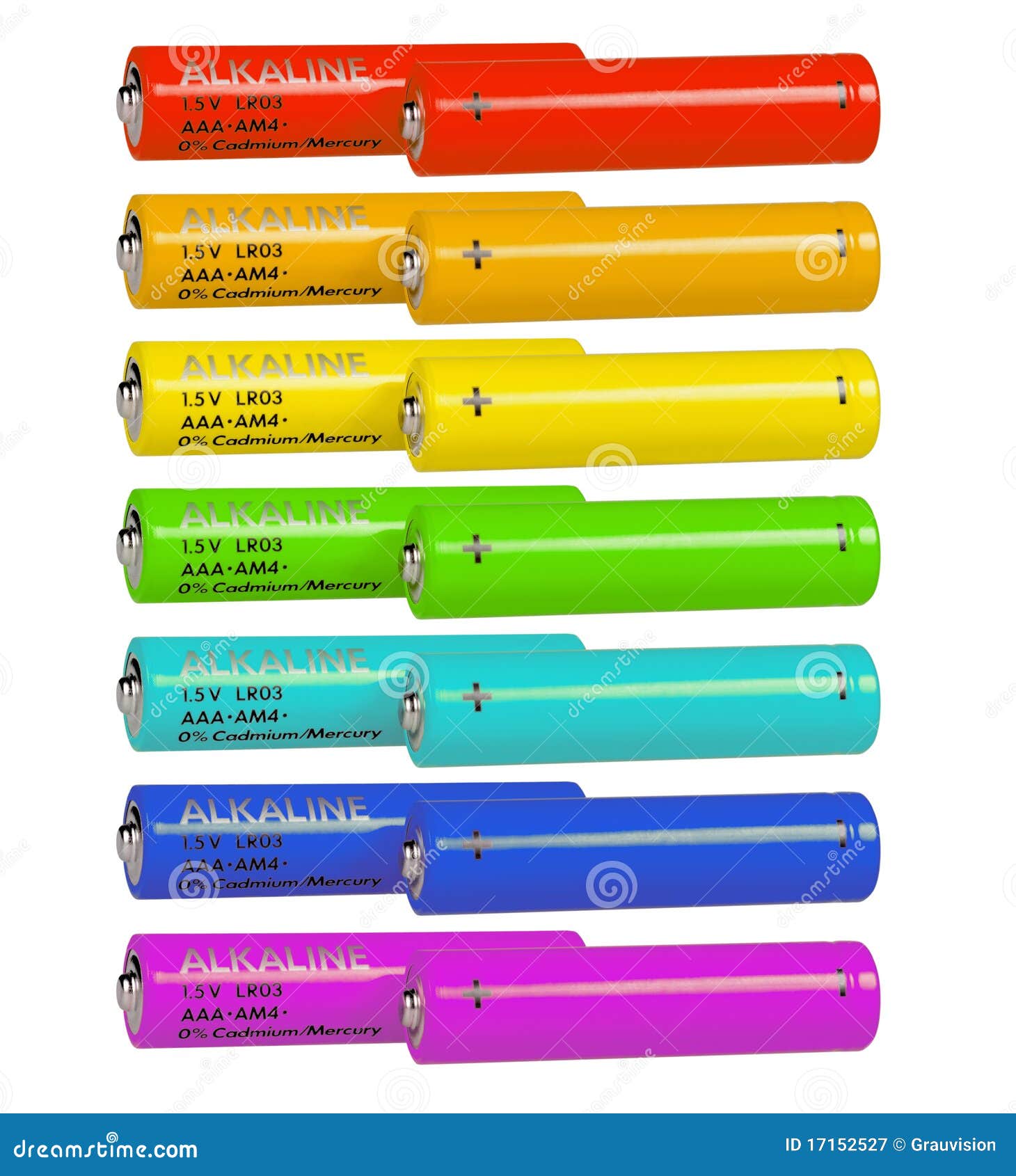 Seven Batteries Of Different Colors Stock Photography | CartoonDealer ...