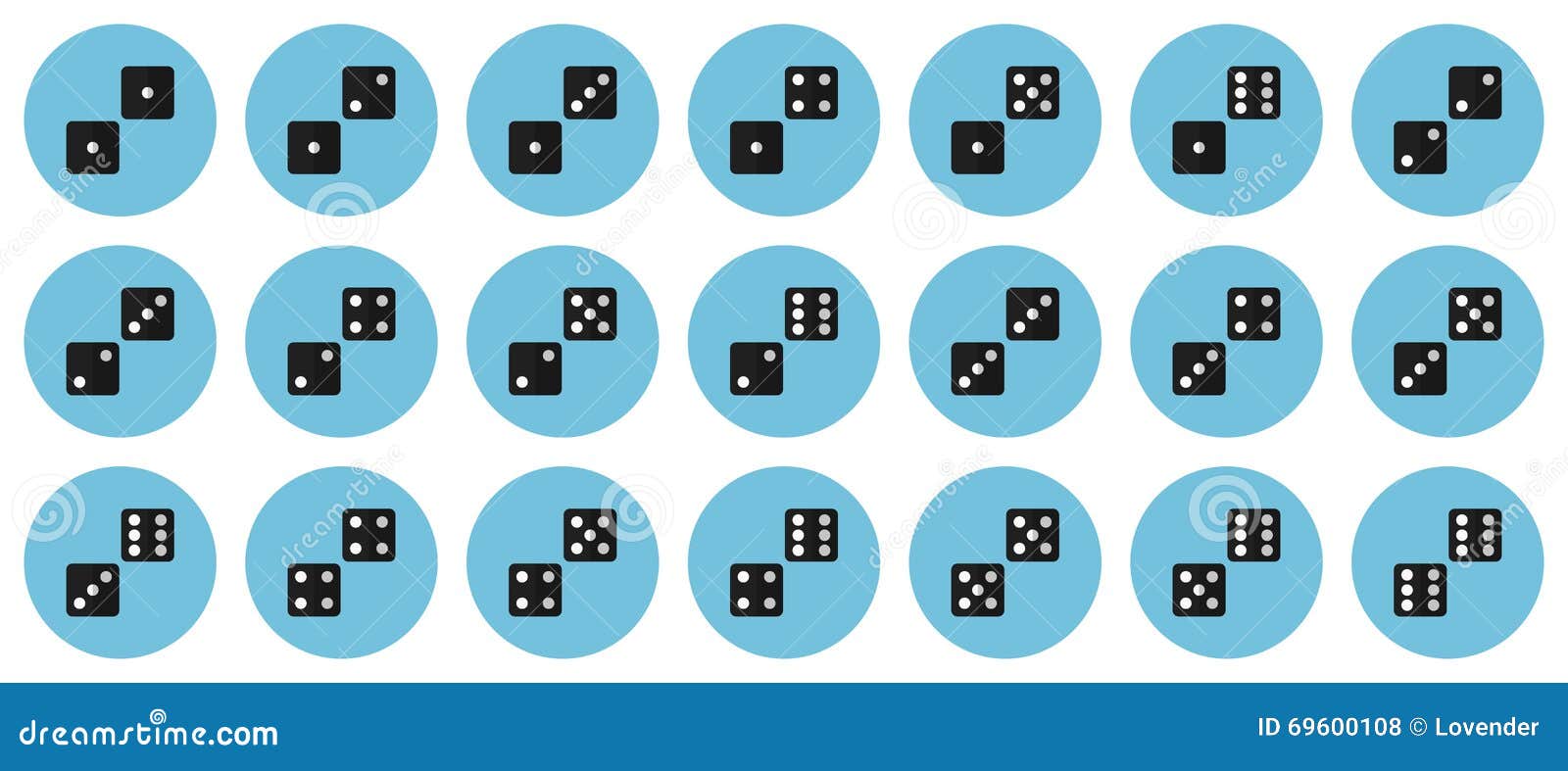 Pairs of Dices Vector Flat Icon Set Stock Vector - Illustration of ...