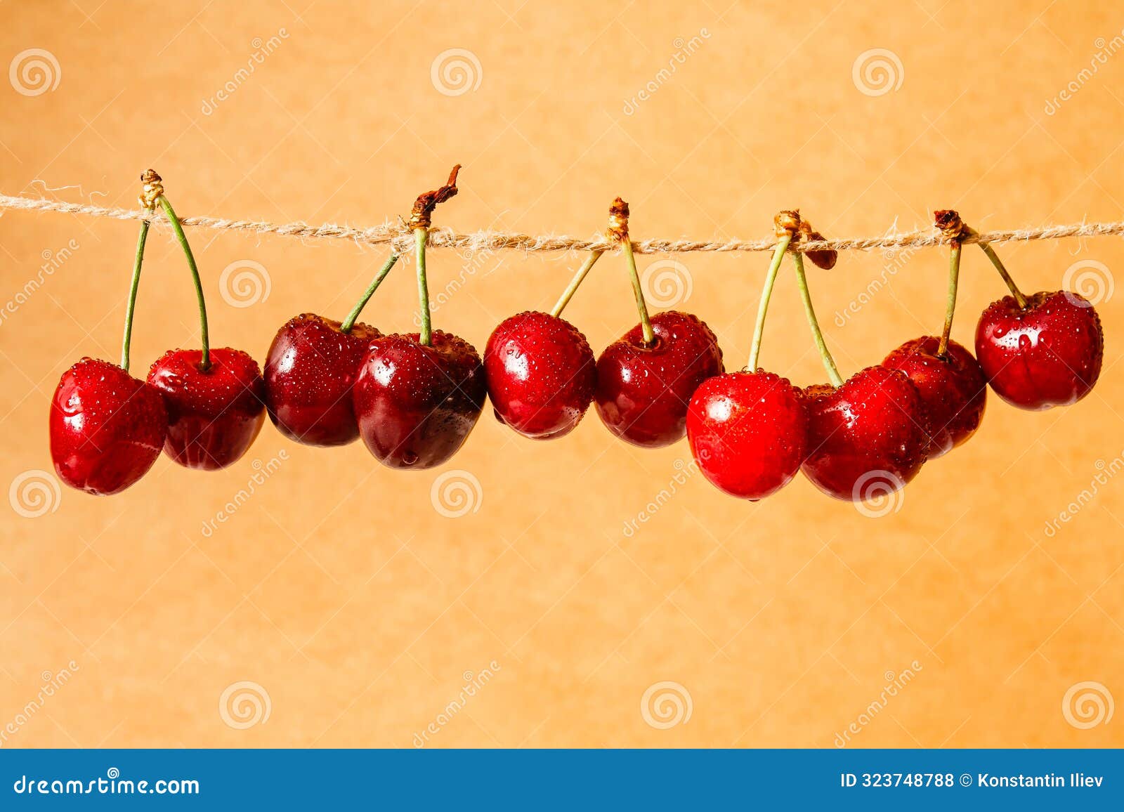 Pairs of Ripe Juicy Cherries Stock Photo - Image of food, fruit: 323748788
