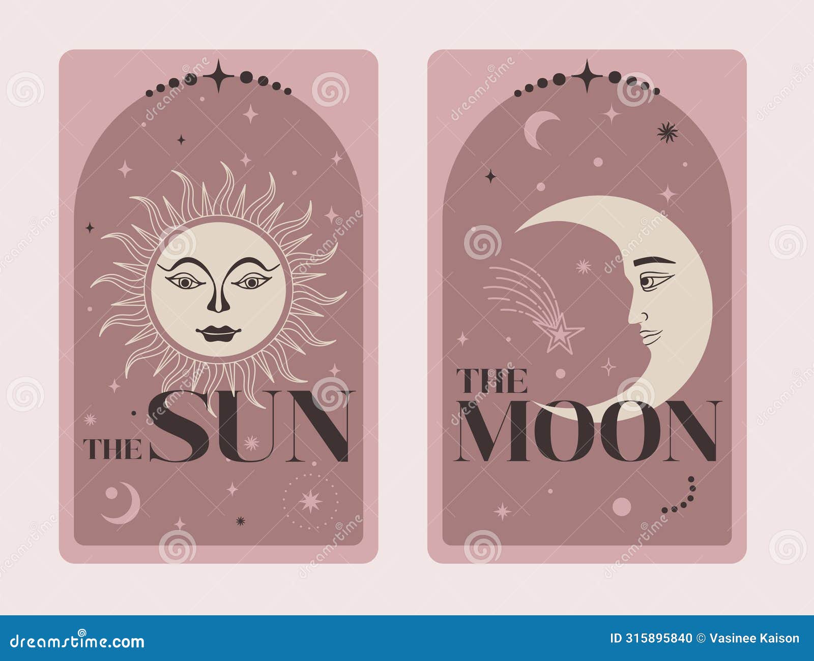 Pairs of Tarot Cards Sun and Moon, Celestial Tarot Cards Basic Witch ...
