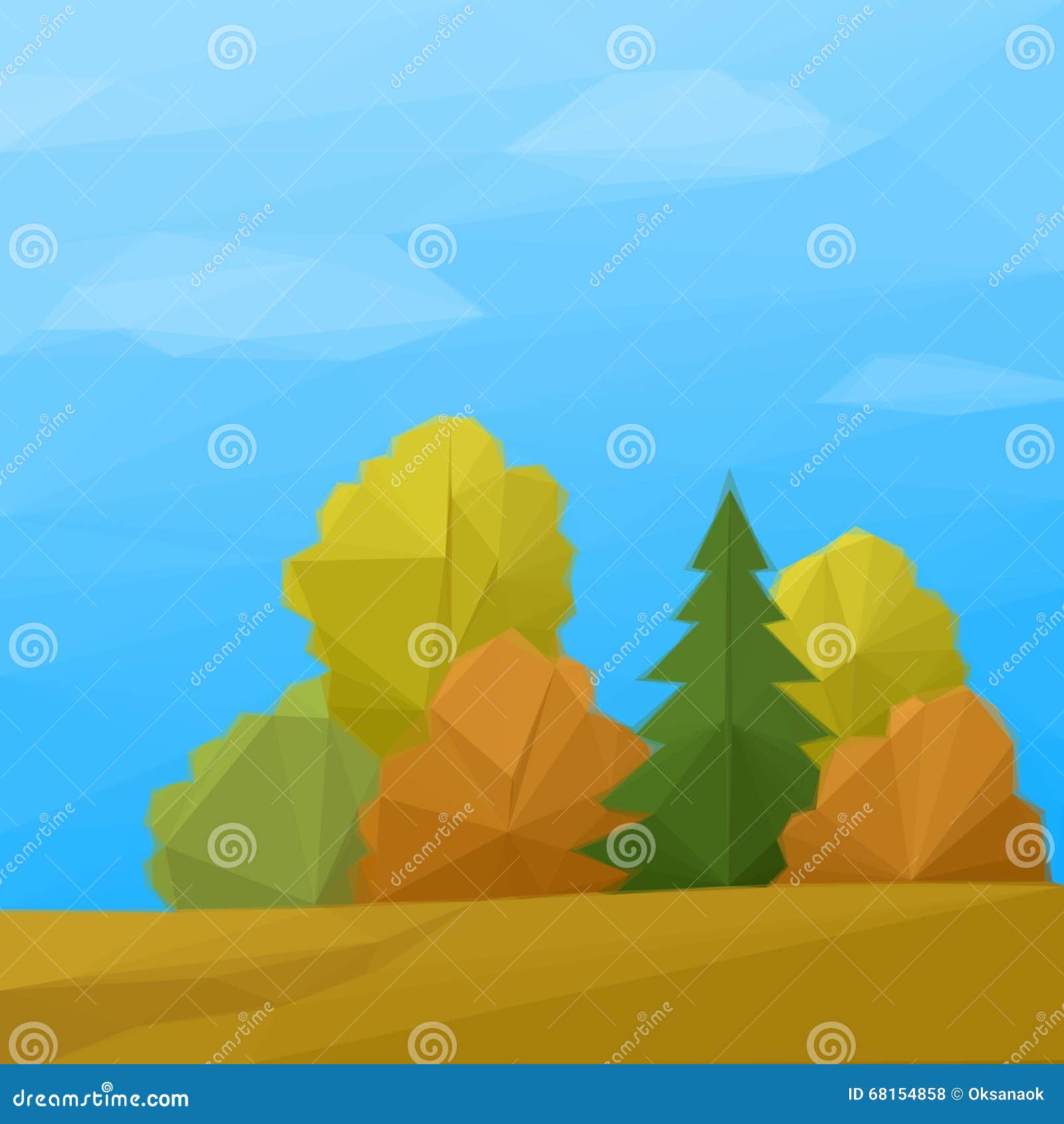 Paisagem, Autumn Forest Low Poly Ilustração do Vetor - Ilustração de ...
