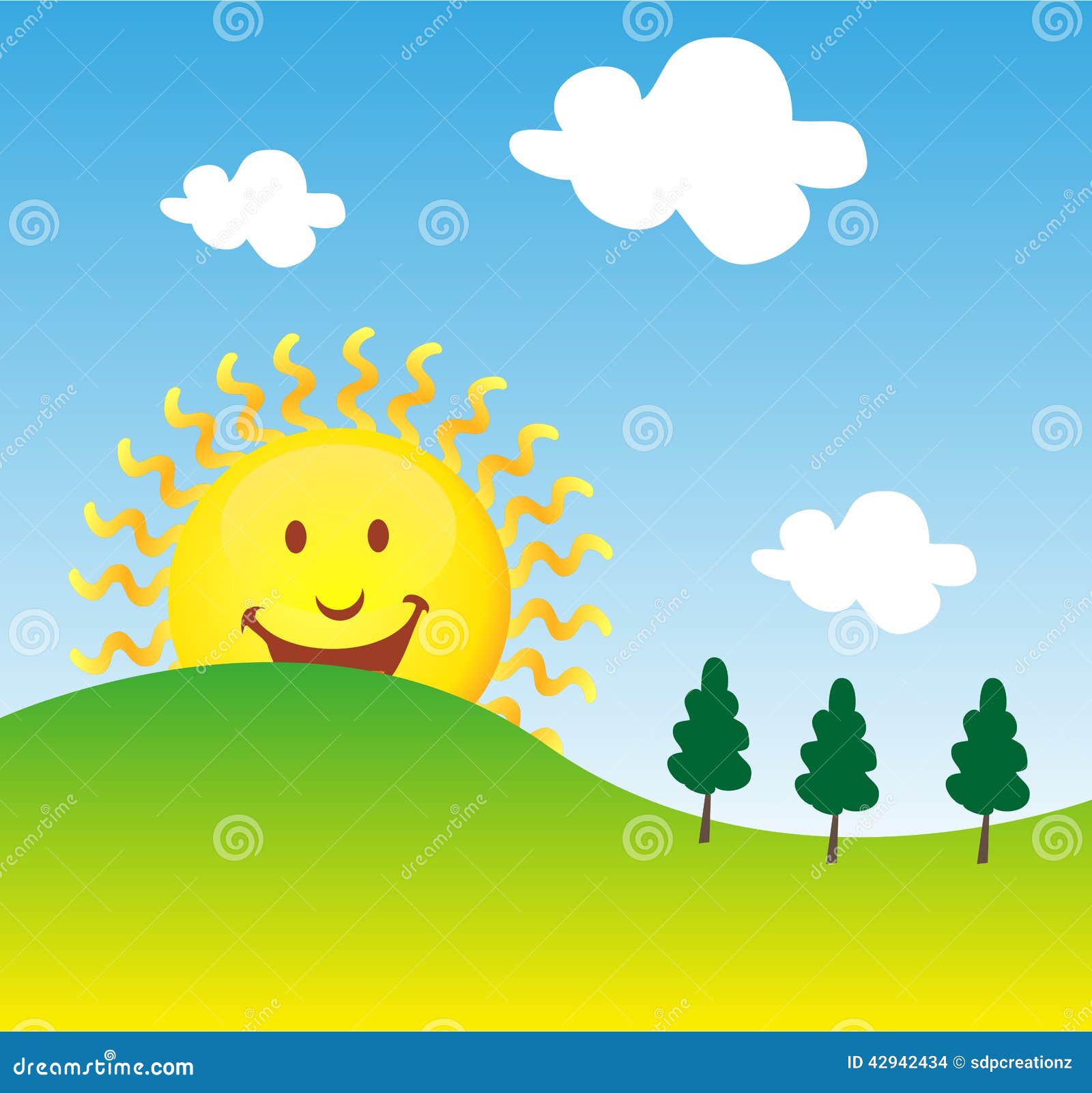 Paisagem Do Nascer Do Sol Da Manhã Ilustração do Vetor - Ilustração de ...