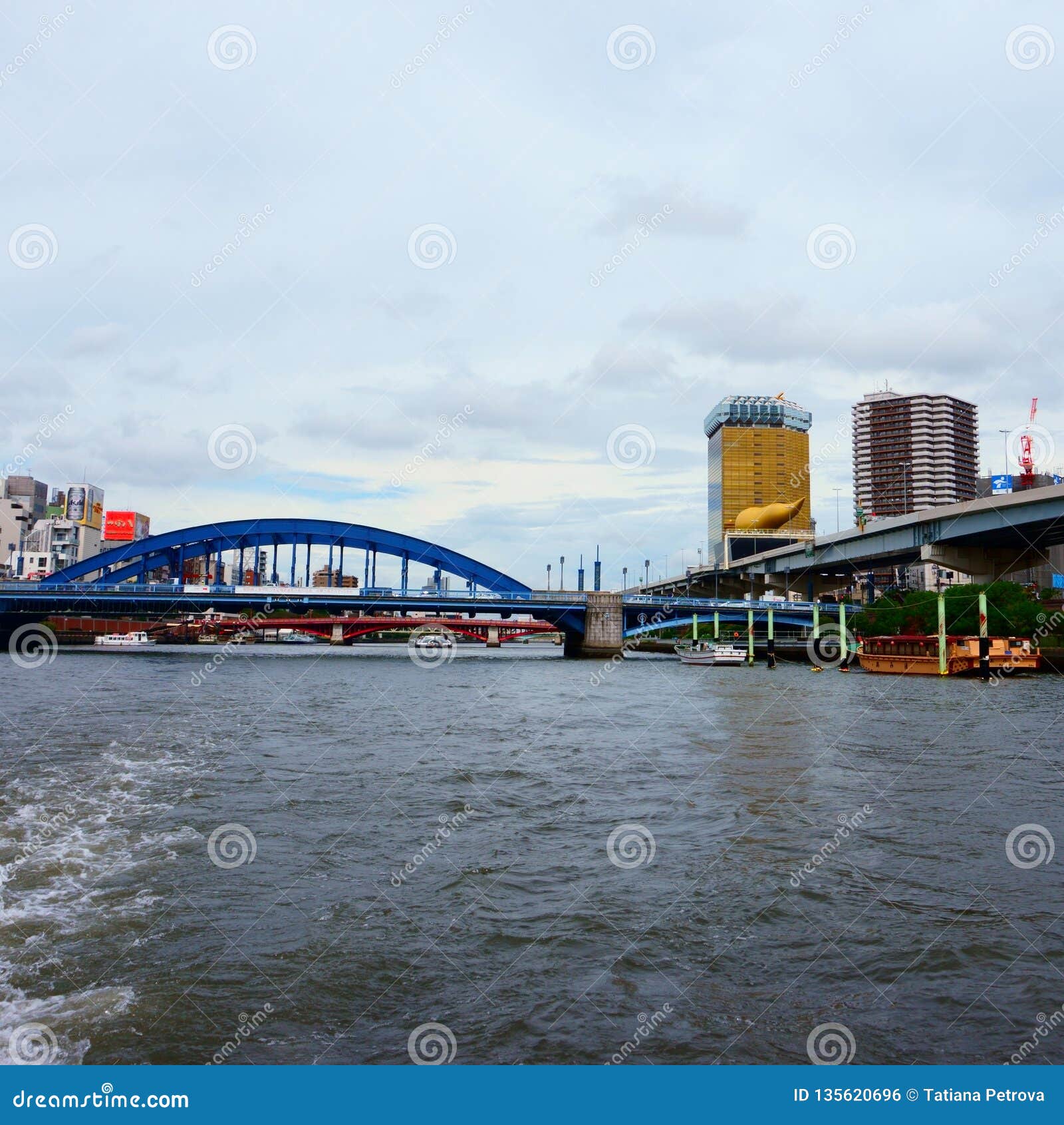 Paisagem Do Rio De Sumida Com Ponte Foto Editorial - Imagem de ...