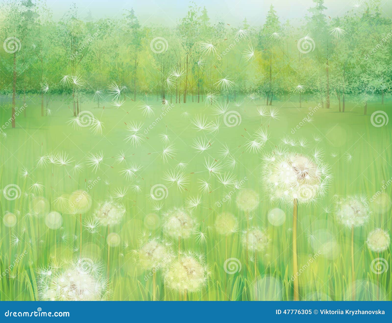 Paisaje De La Primavera Del Vector Ilustración del Vector - Ilustración ...