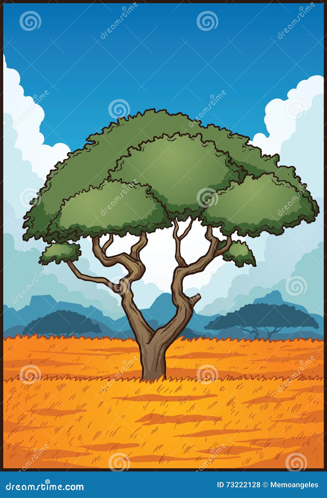 Paisaje de la sabana ilustración del vector. Ilustración de acortar ...