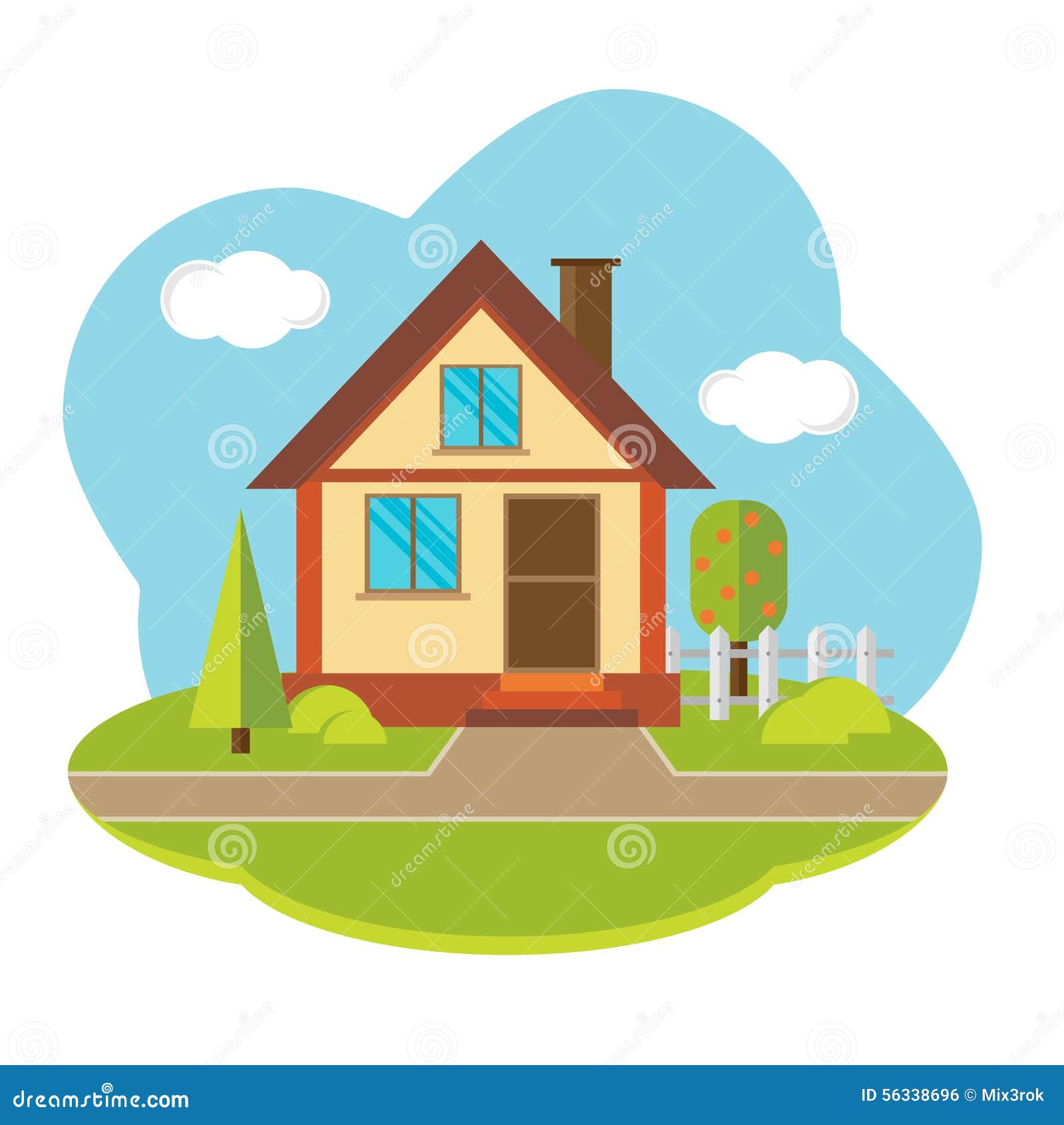 Paisaje Del Vector Con La Casa Hermosa Ilustración del Vector ...