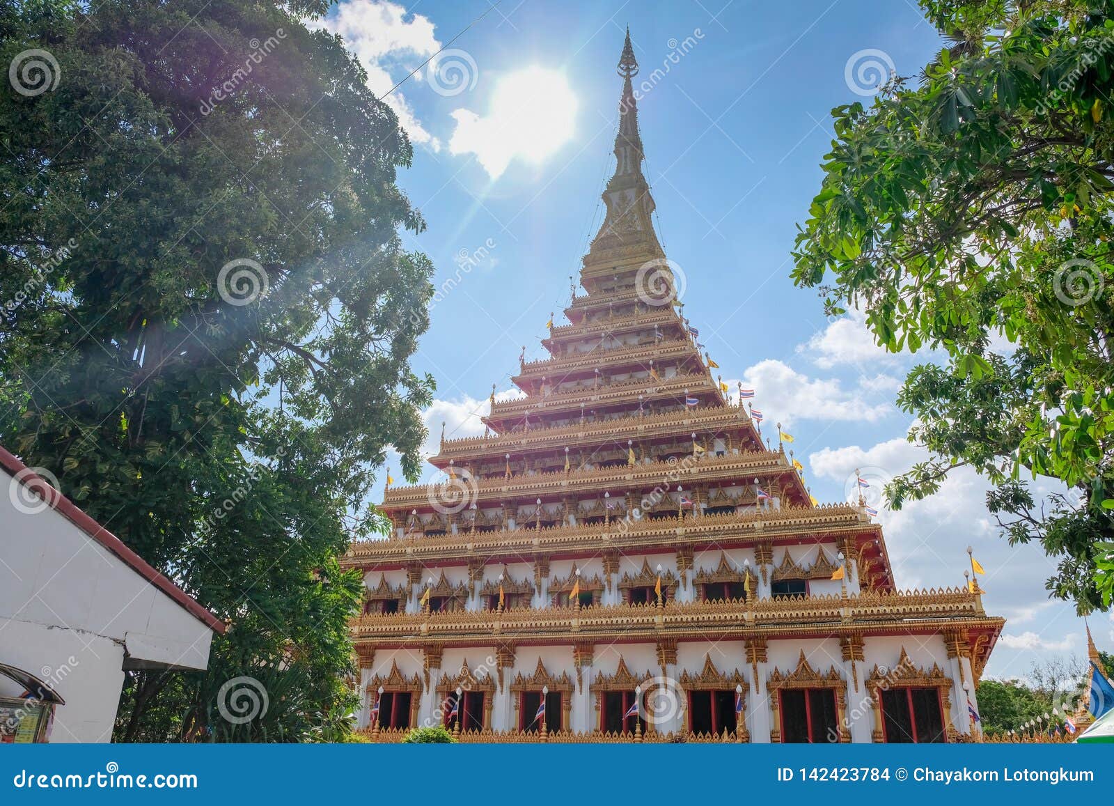 Paisaje Hermoso Del Templo De Wat Nong Wang En Khon Kaen Tailandia