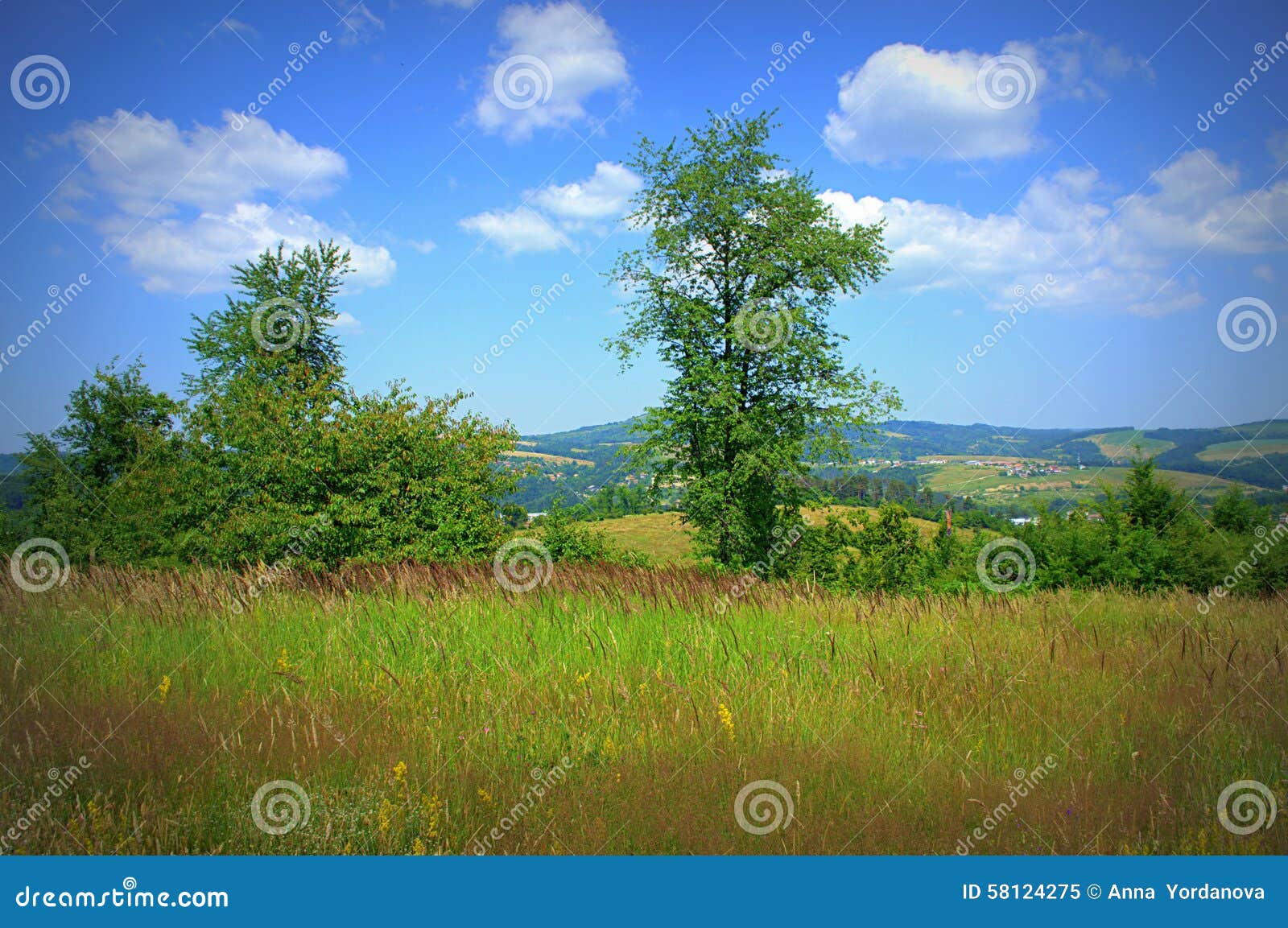 Paisaje hermoso del verano imagen de archivo. Imagen de nubes - 58124275
