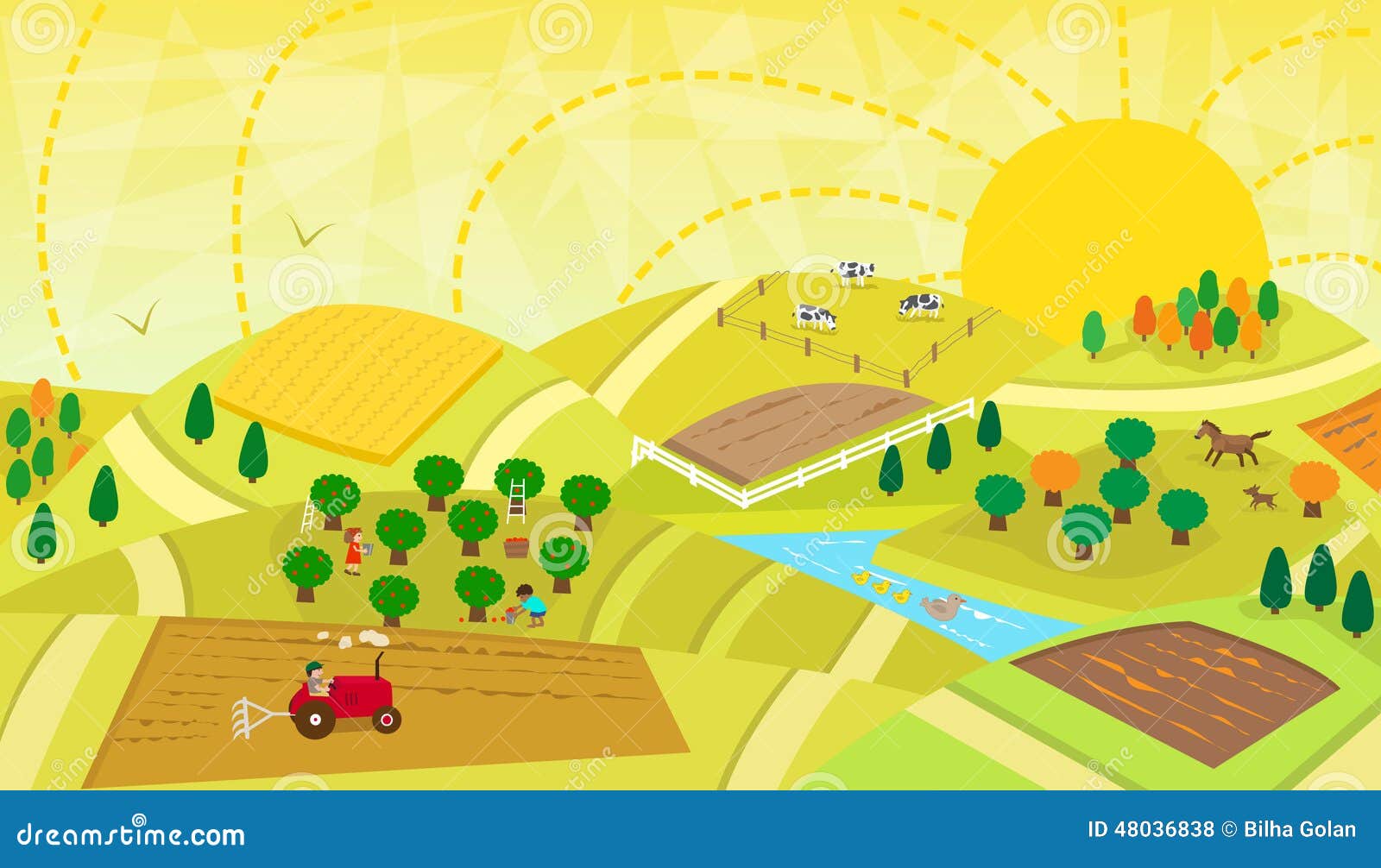 Paisaje Rural Ilustración del Vector - Imagen: 48036838