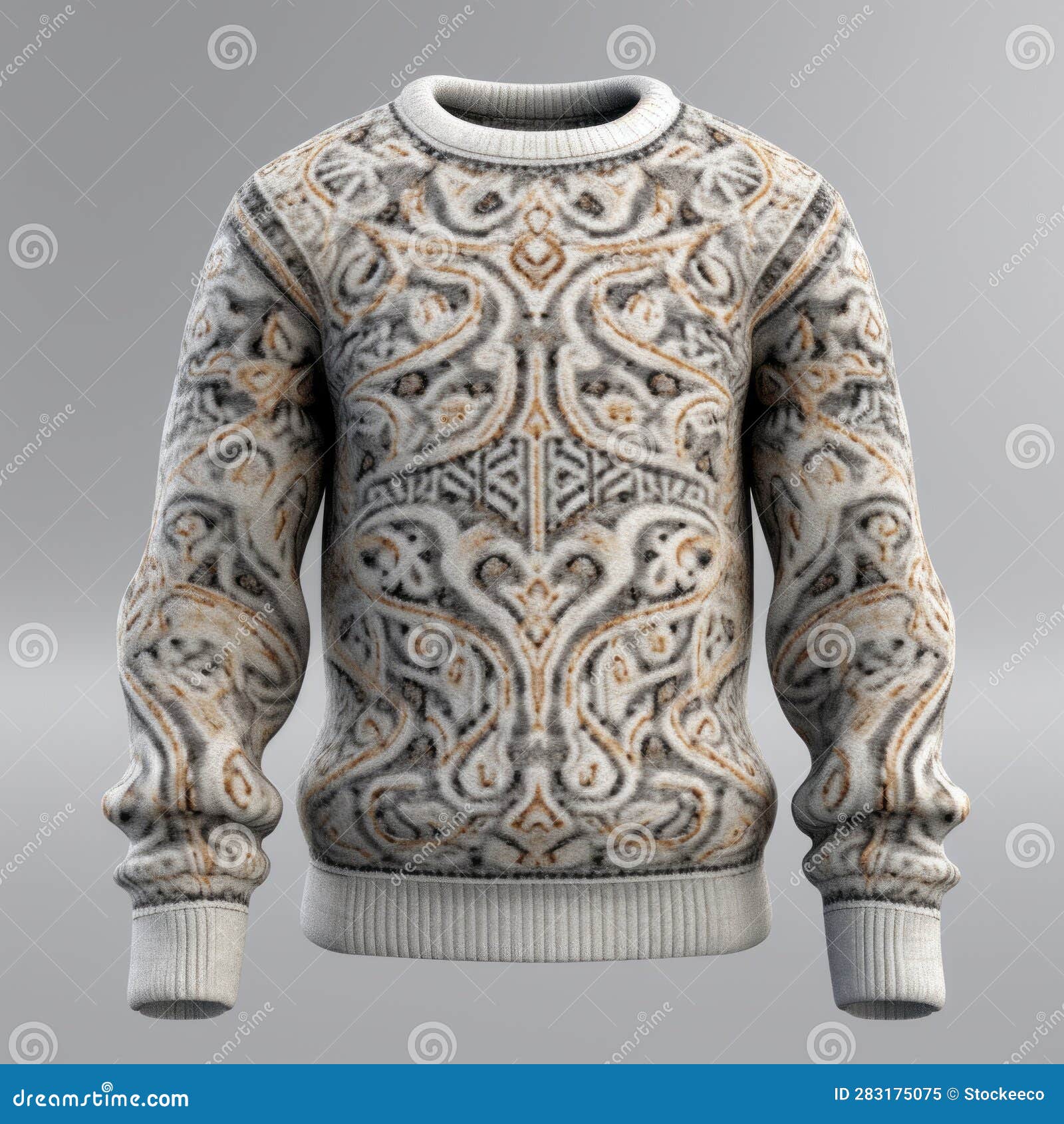 Paisley Abstract Sweater 3d Model - Light Silver and Gold Stock ...