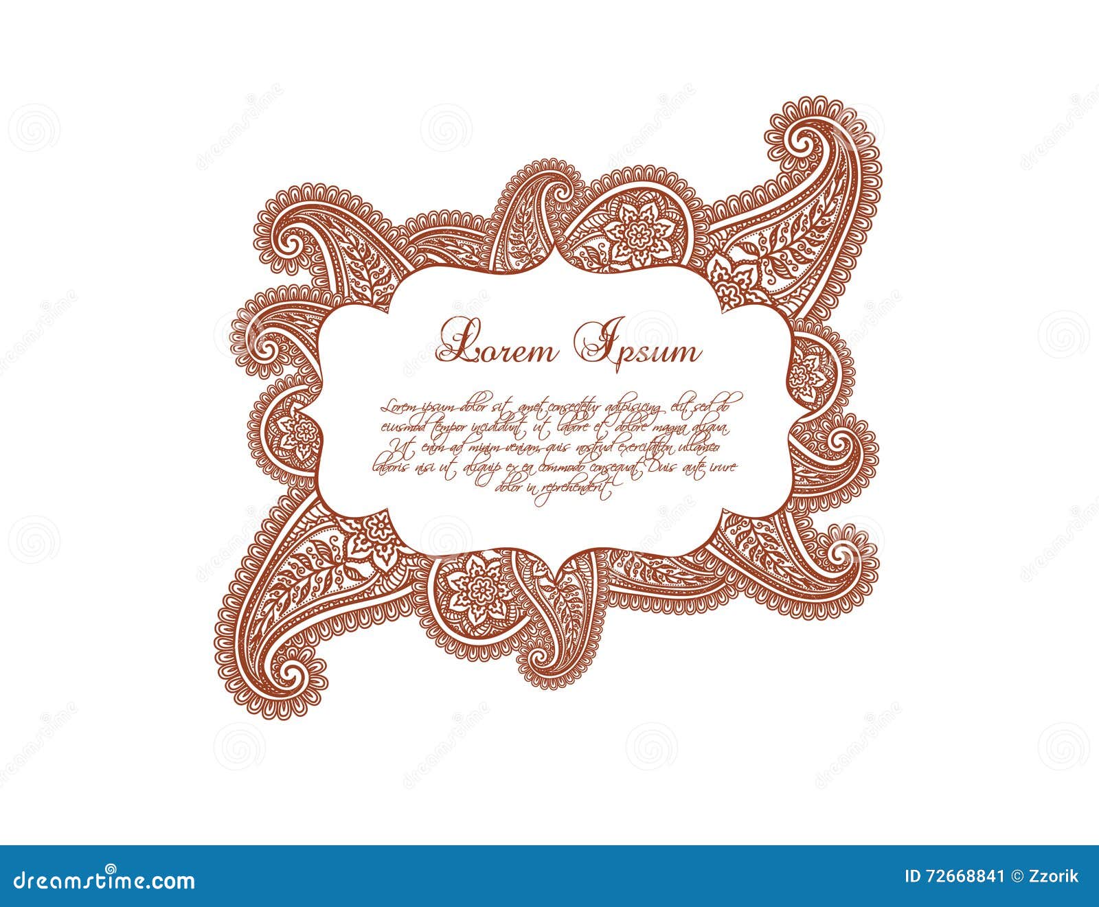 Paisley Border - Oriental Frame with Eastern Ornament. Vector Lable ...